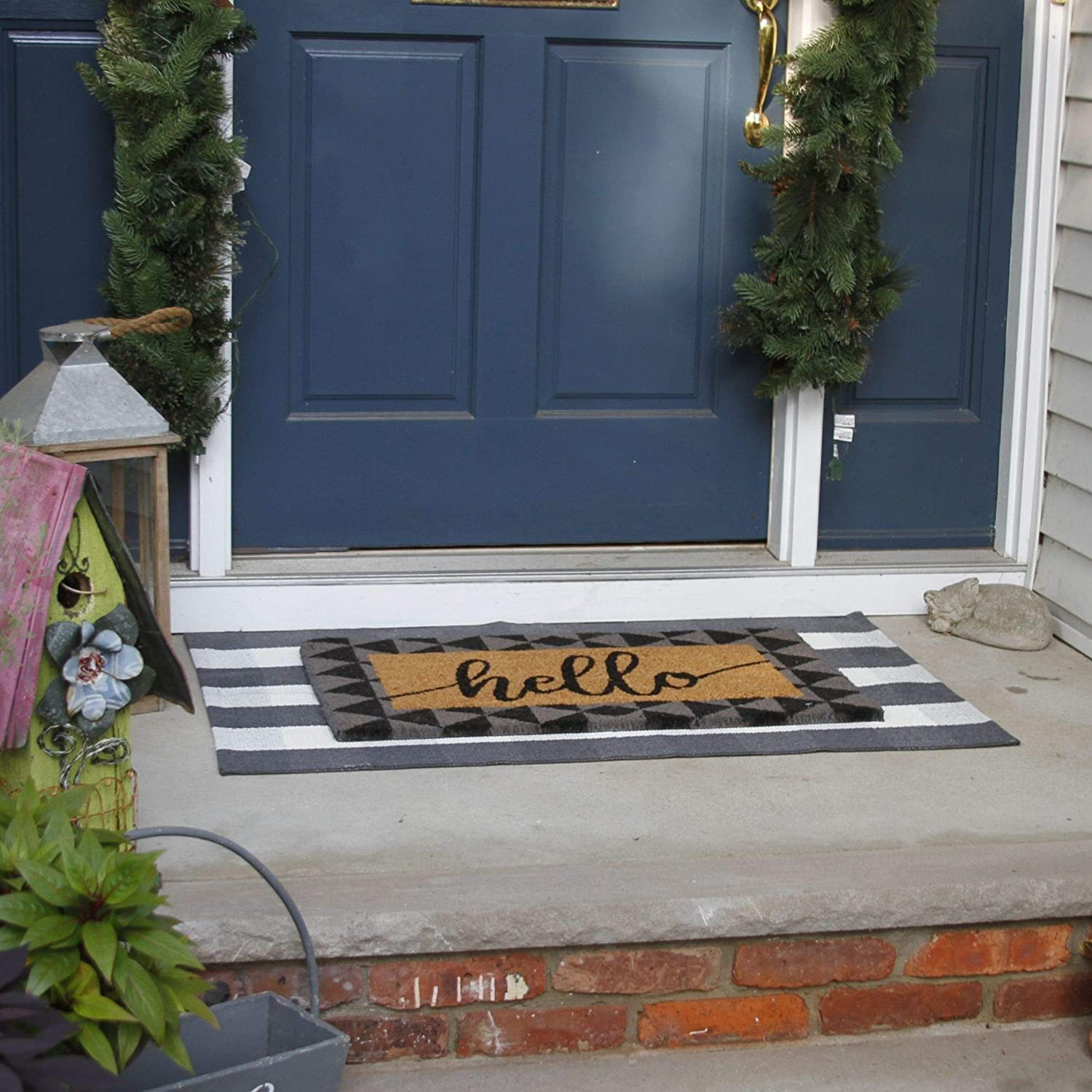 NANTA Dark Grey And White Cotton Buffalo Plaid Check Rug 27.5 X 43 ...