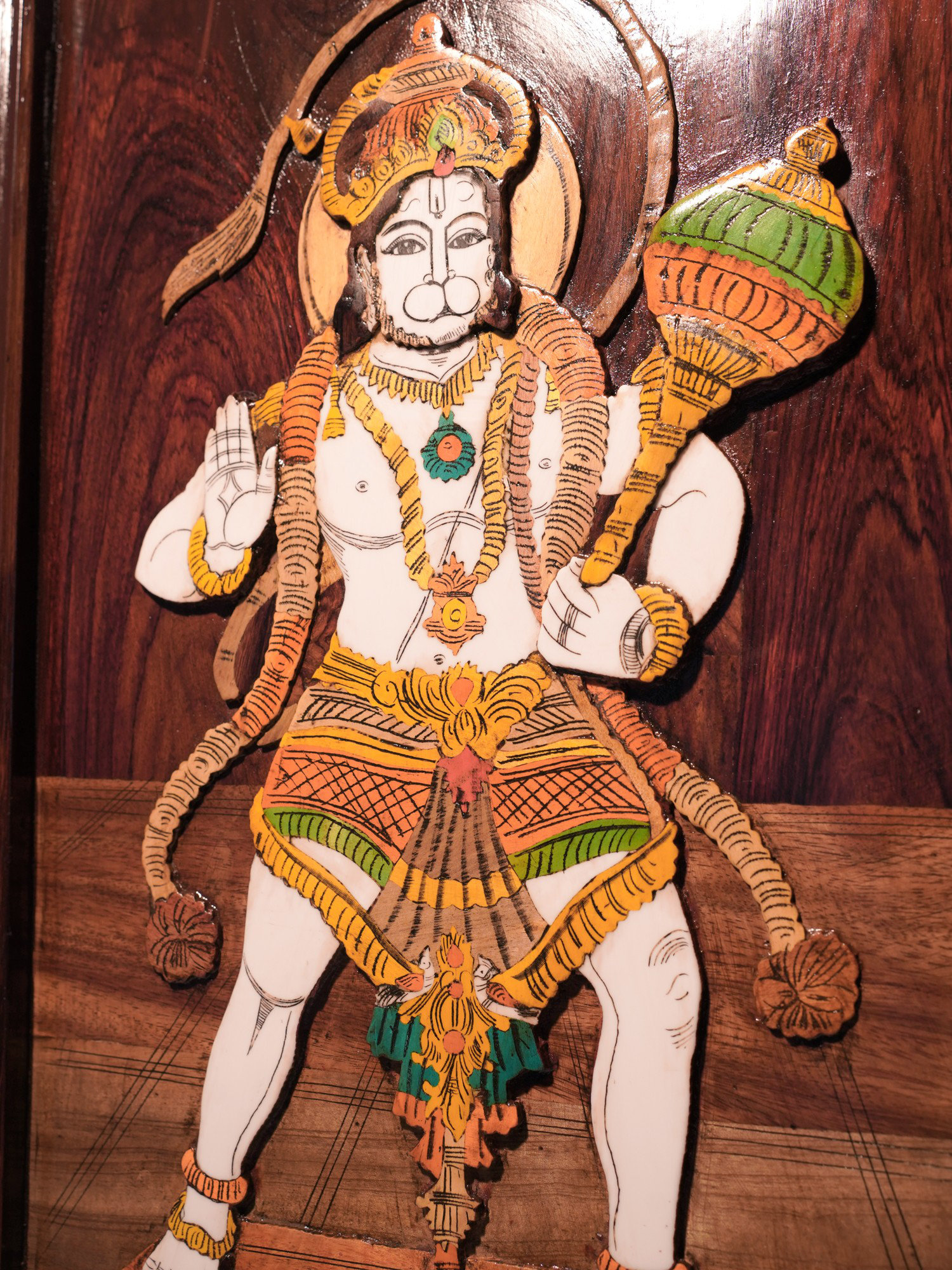 Exotic India 31" Lord Bajarang Bali | Natural Color On 3D Wood Painting ...