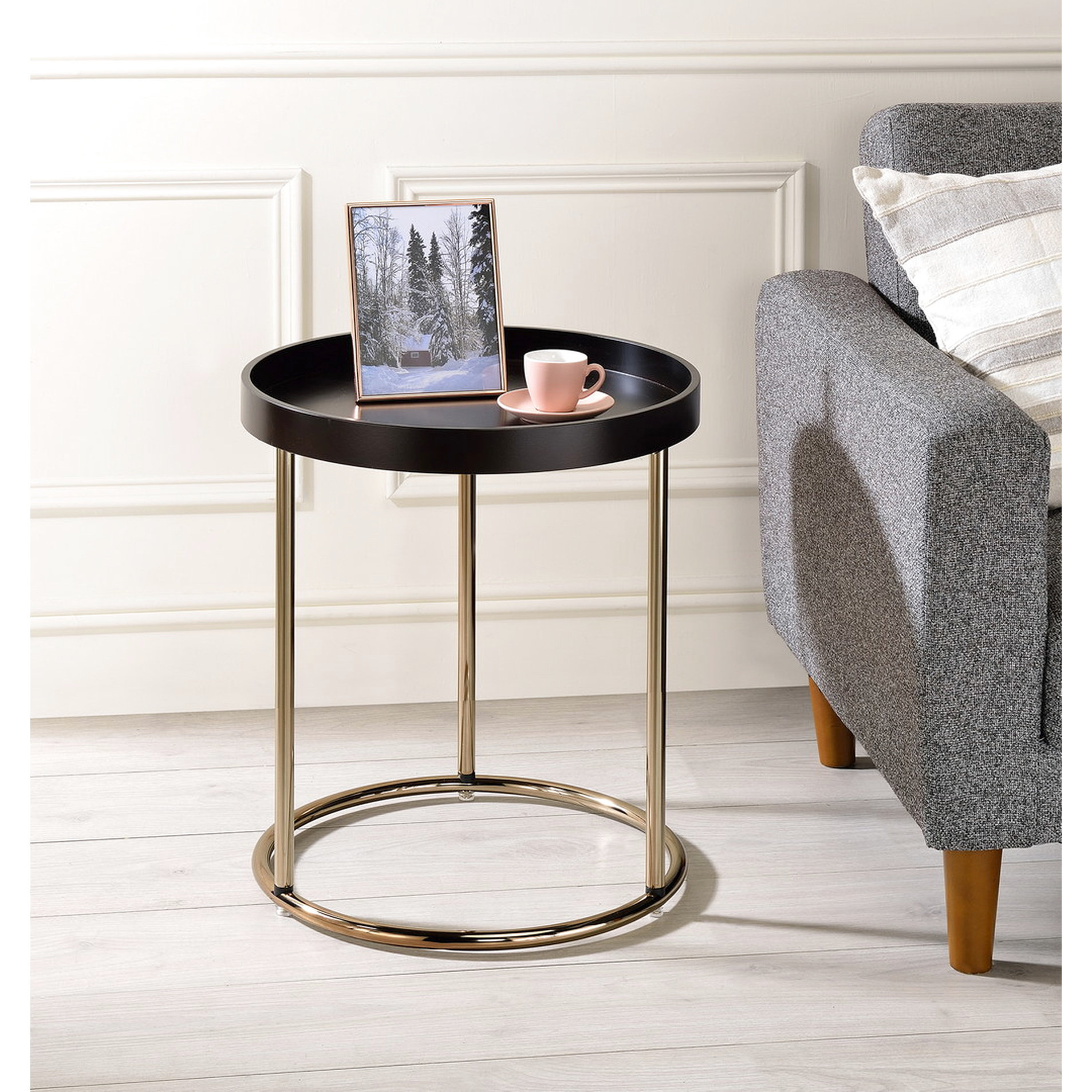 Mercer41 21.89", Mid-century, Side Table, Lipped Edge, Compressed Wood ...