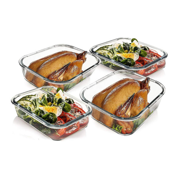 Prep & Savour Extra Large Glass Food Storage/Baking Containers Set With ...