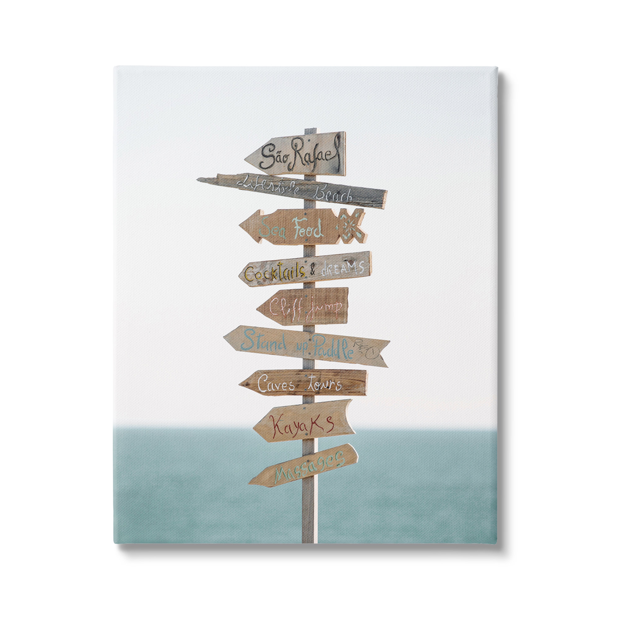 Stupell Industries Nautical Beach Direction Sign Canvas Wall Art By ...