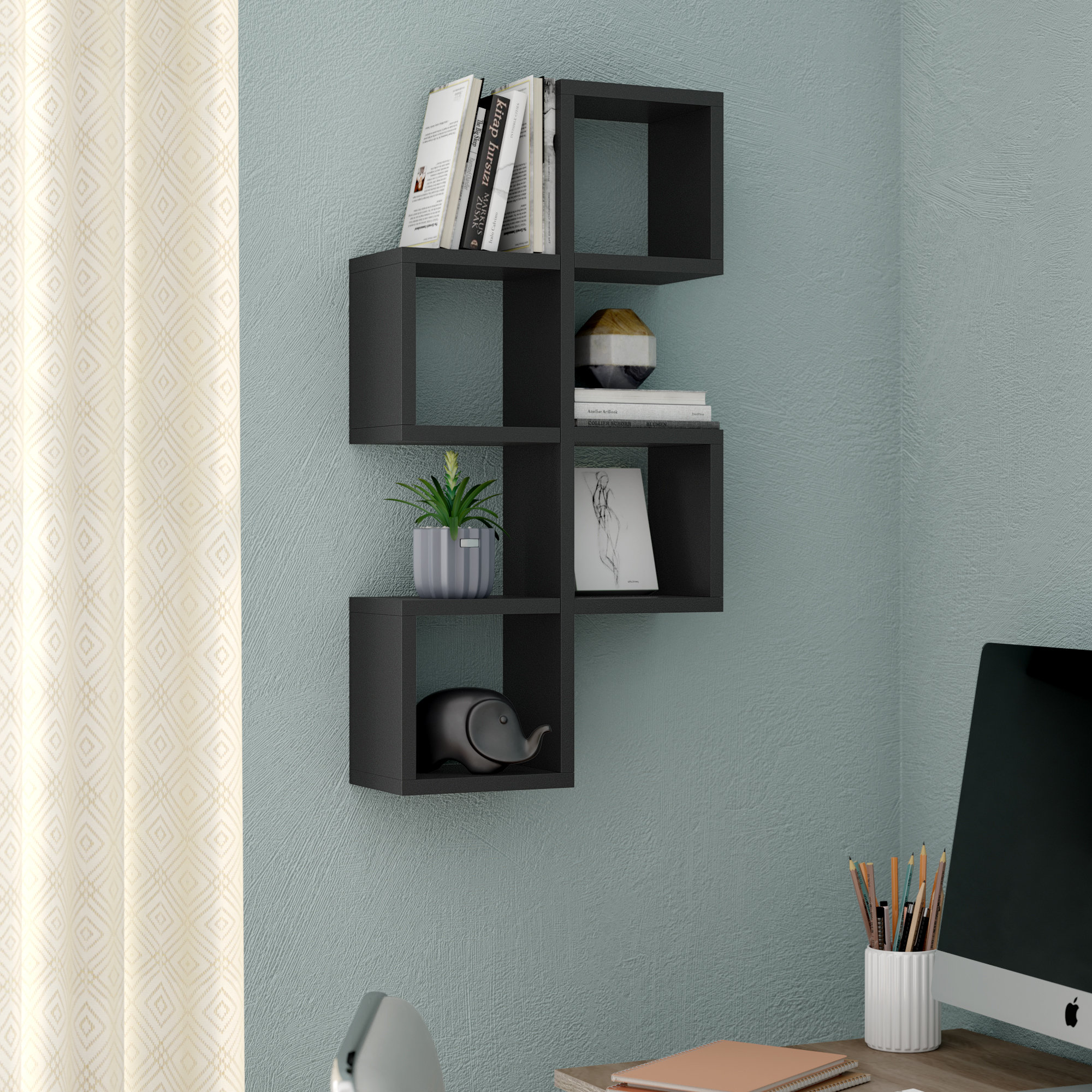 Ebern Designs Duppstadt 4 Cube Reversible Cubby Wall Shelf & Reviews ...