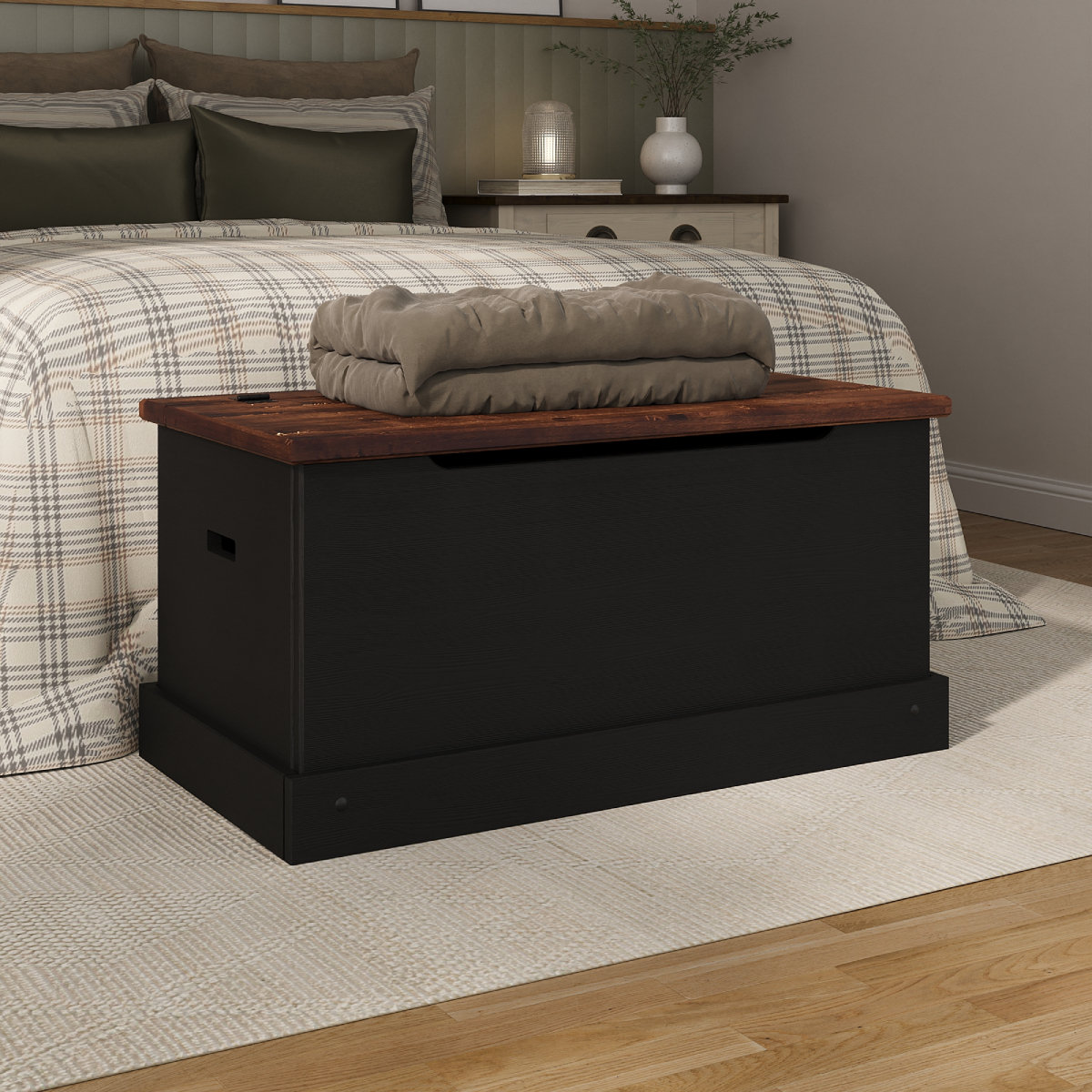 August Grove® Wood Storage Trunk Delija Black | August Grove® | Wayfair