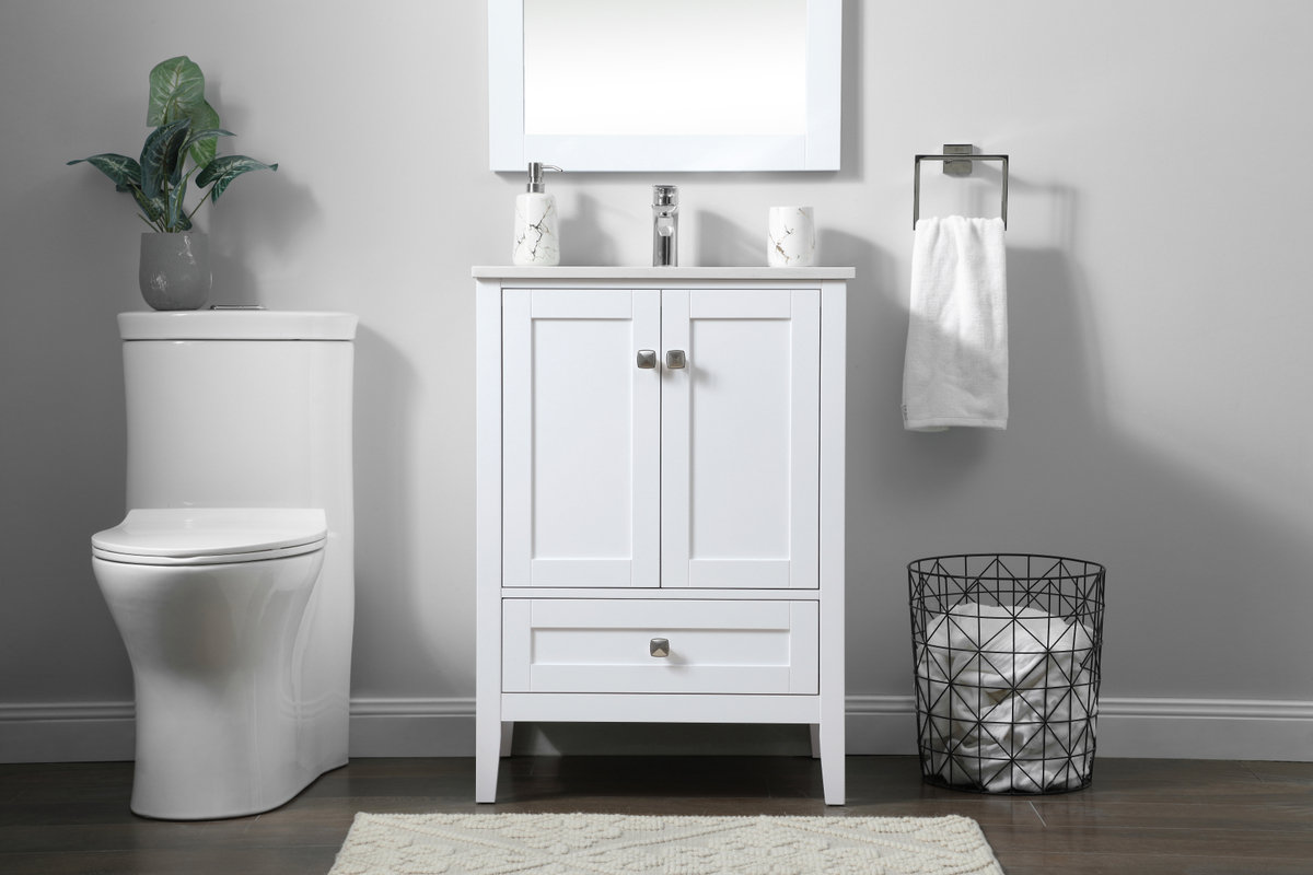 Lark Manor™ Jadaya 24'' Single Bathroom Vanity with Engineered Marble ...