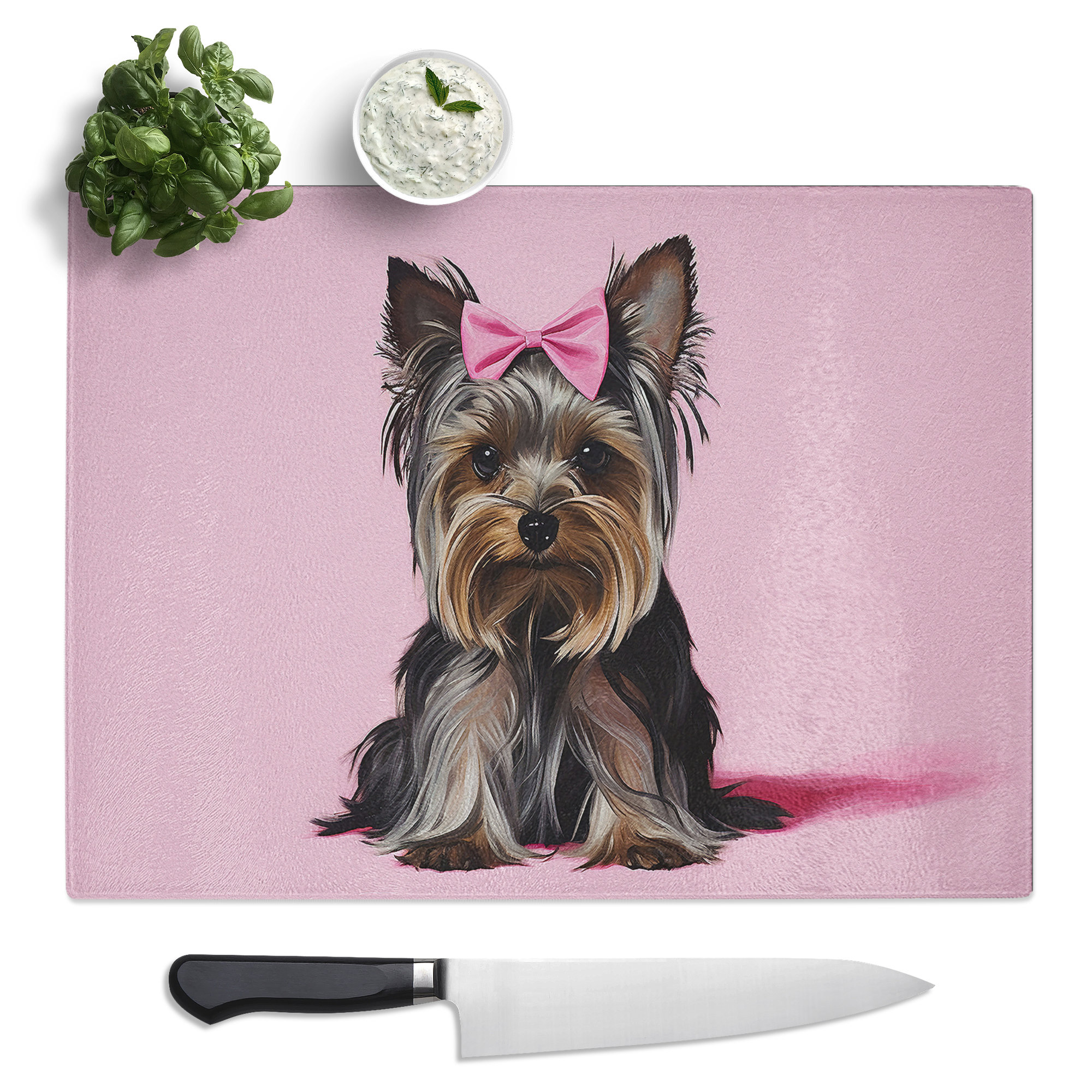 Metro Lane Yorkshire Terrier Minimalism No.3 Glass Chopping Board ...