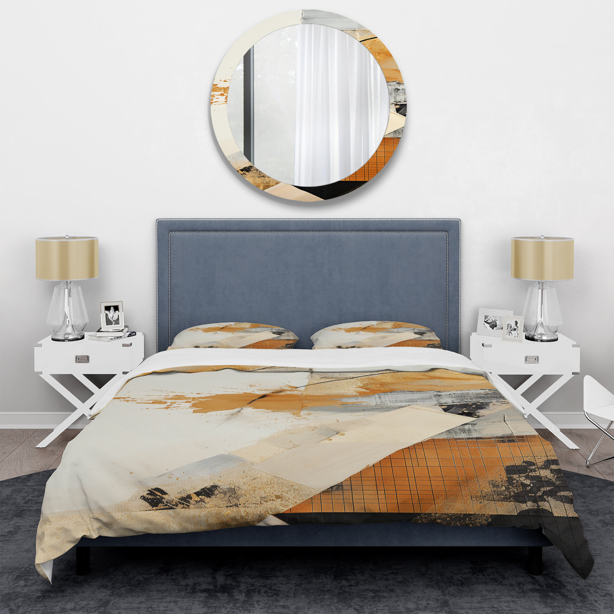 Design Art Grey And Gold Sunset Collage III - Abstract Collages Duvet ...