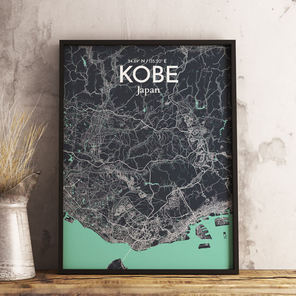 East Urban Home Kobe City Map - Unframed Graphic Art Print on Paper ...