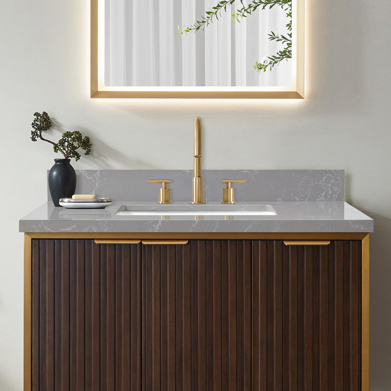 Vinnova Jaen 37'' Engineered Stone Single Vanity Top with Sink and 3 ...