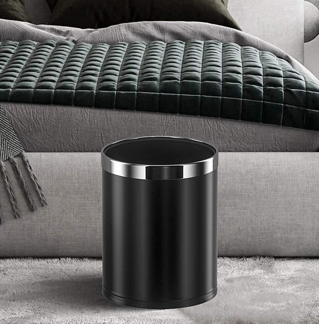 DOFLIC Open Top Trash can,Metal Office Wastebasket,Metal Trash bin ...