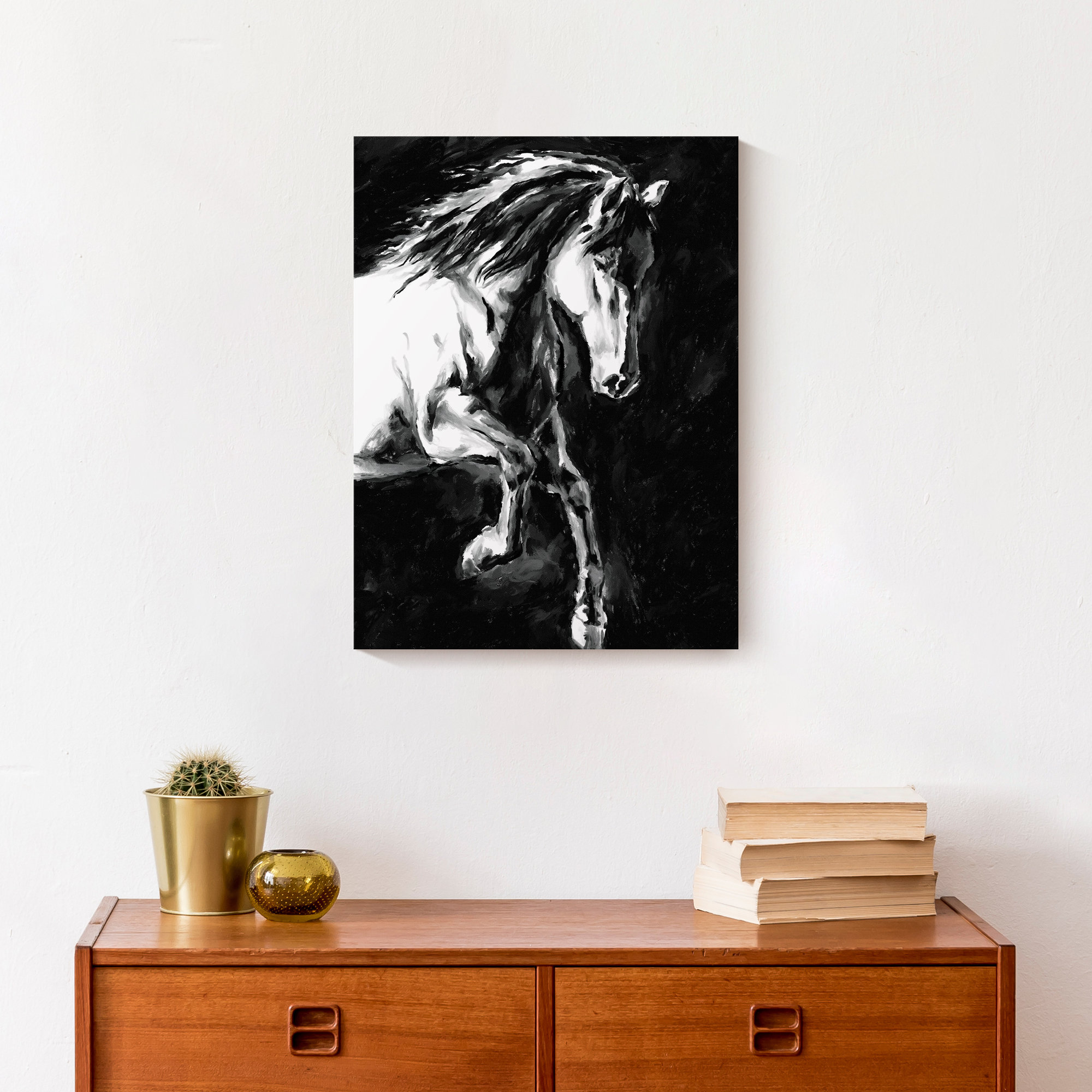 Union Rustic Dramatic Horse On Canvas Print | Wayfair