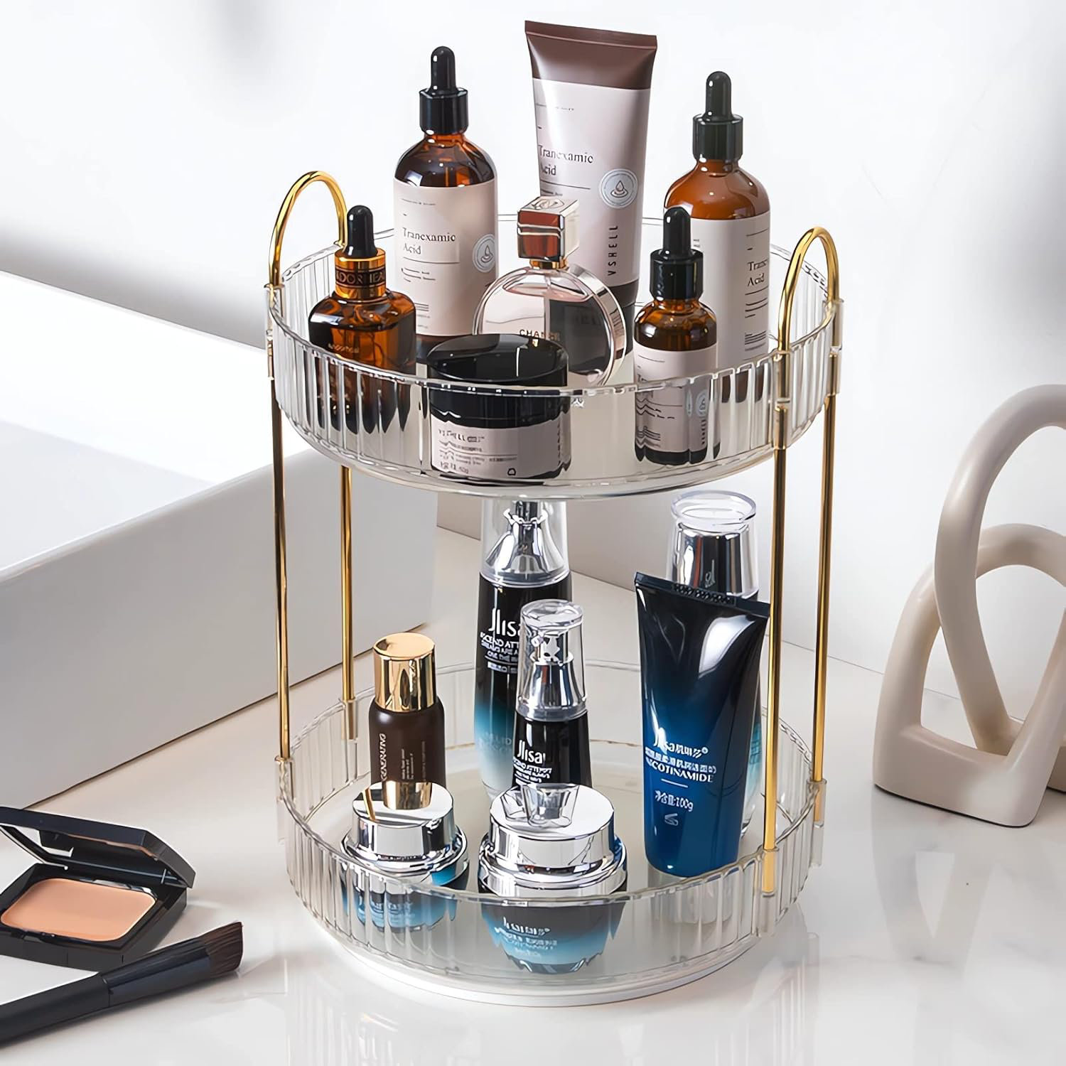 Rebrilliant 360 Rotating Makeup Organizer For Vanity 2 Tier Easy To ...