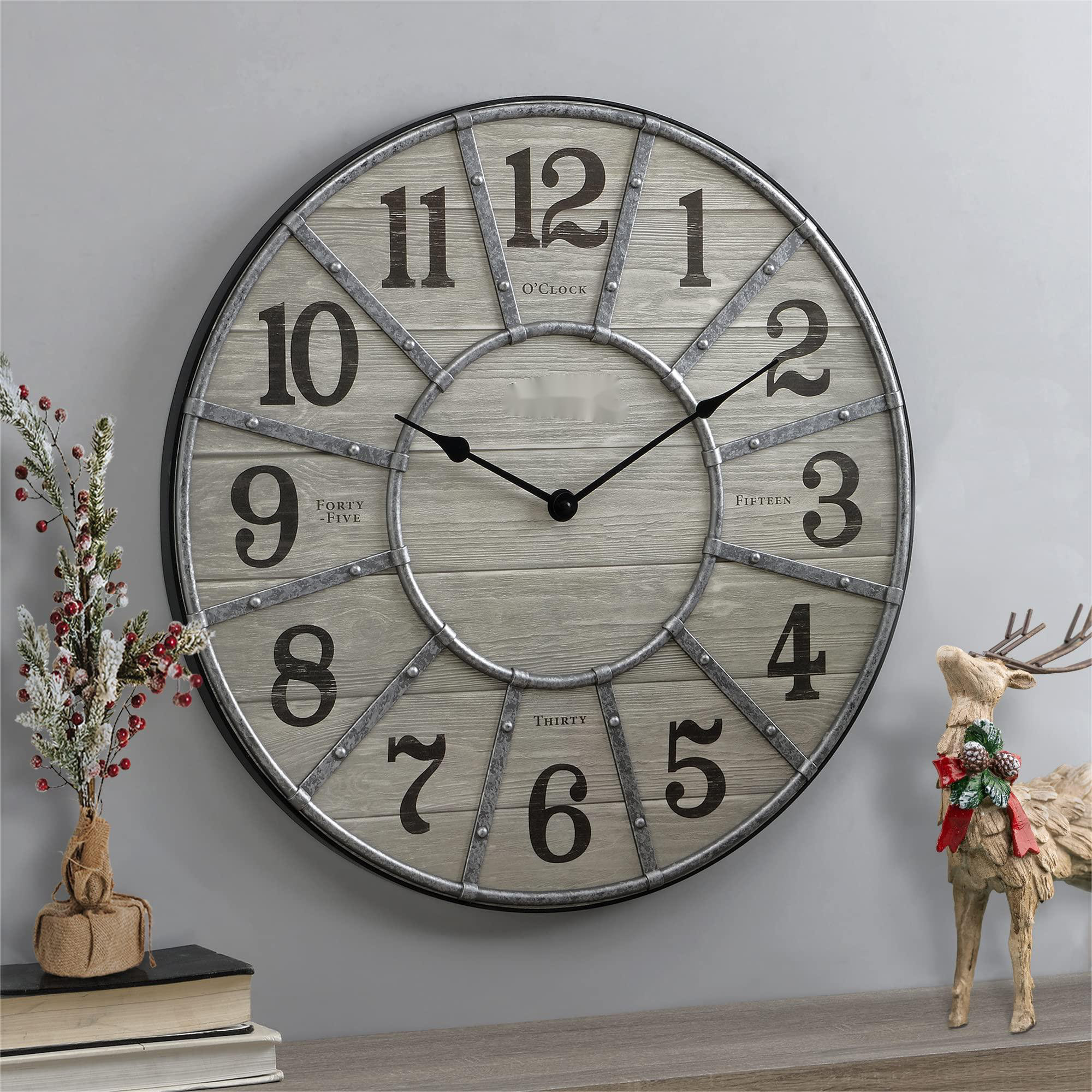 Rosalind Wheeler 27" Wall Clock, Gray/Galvanized | Wayfair