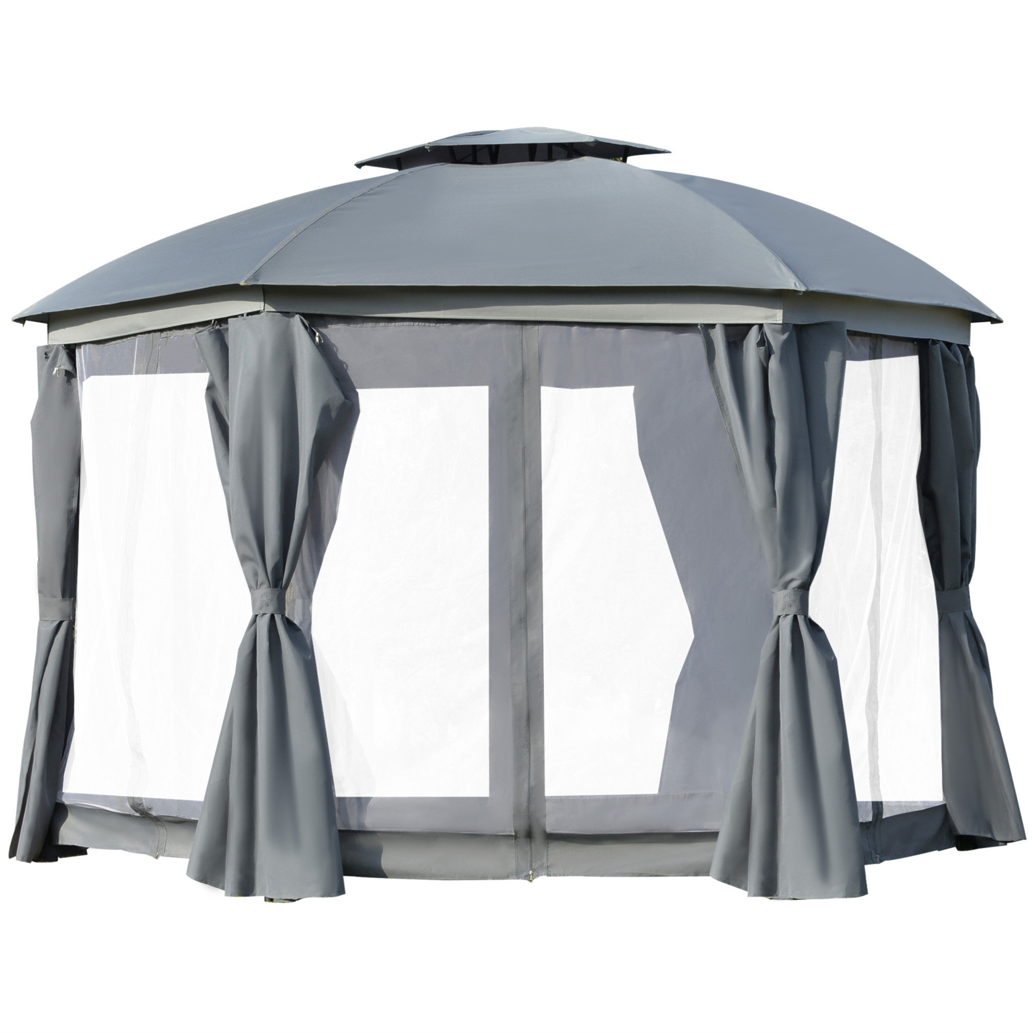 Tryimagine Outsunny 12' X 12' Round Outdoor Gazebo, Patio Dome Gazebo ...
