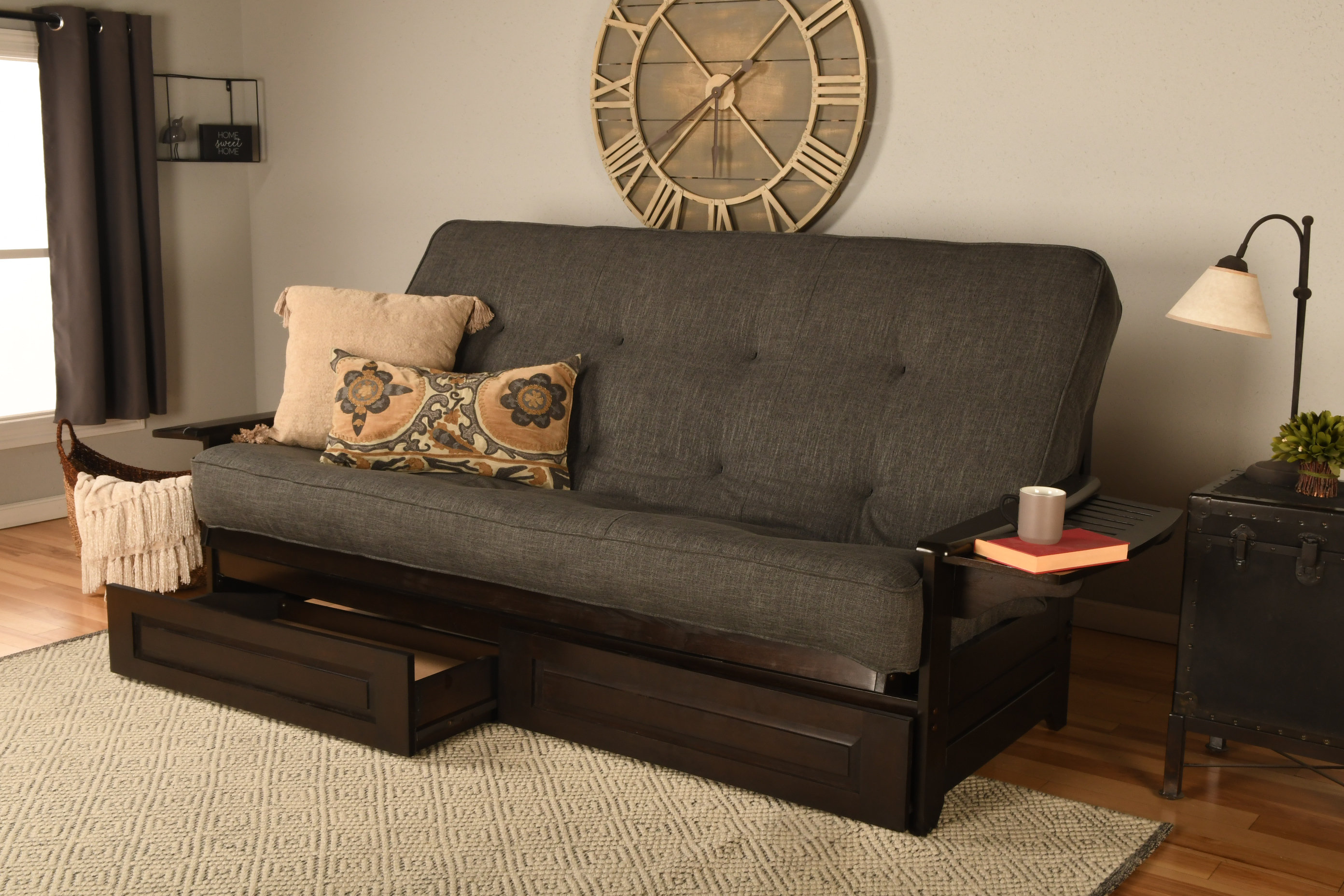 The Twillery Co.® Stratford 86" Wide Futon with Storage & Reviews | Wayfair