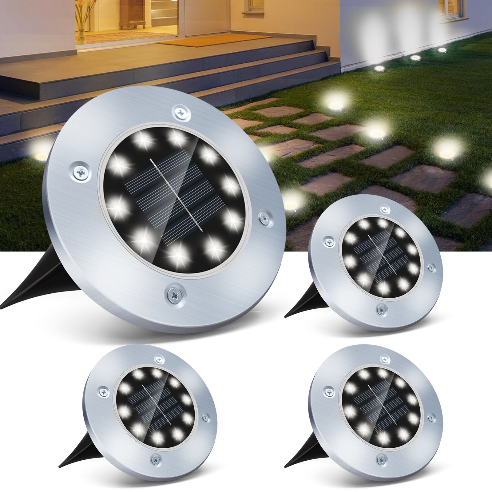 Aptoco Solar Outdoor Lights Auto ONOFF Solar Pathway Lights Integrated ...