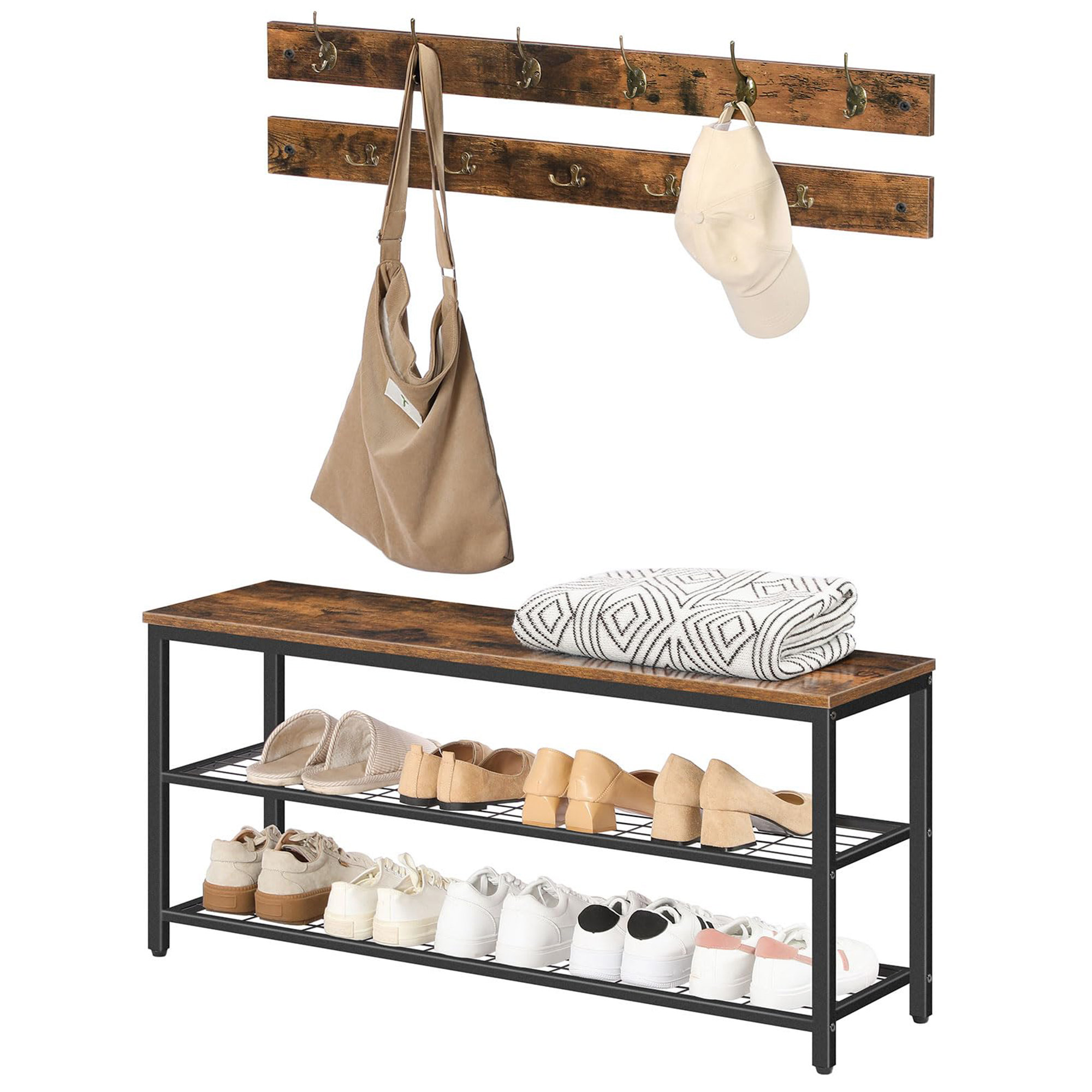 17 Stories Bradburg 9 - Hook Wall Mounted Coat Rack | Wayfair