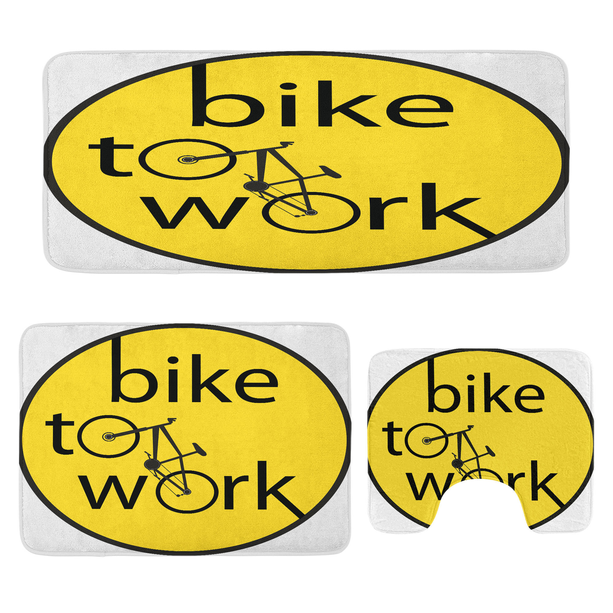 East Urban Home Yellow Bathroom Rug Set 3 Pieces U-Shape & Rectangle ...