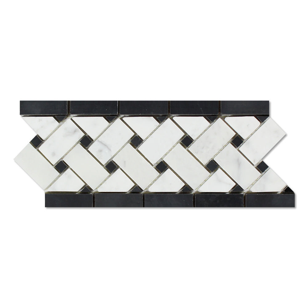 Stone & Tile Shoppe, Inc. White Carrara 4 3/4" x 12" Basket Weave ...