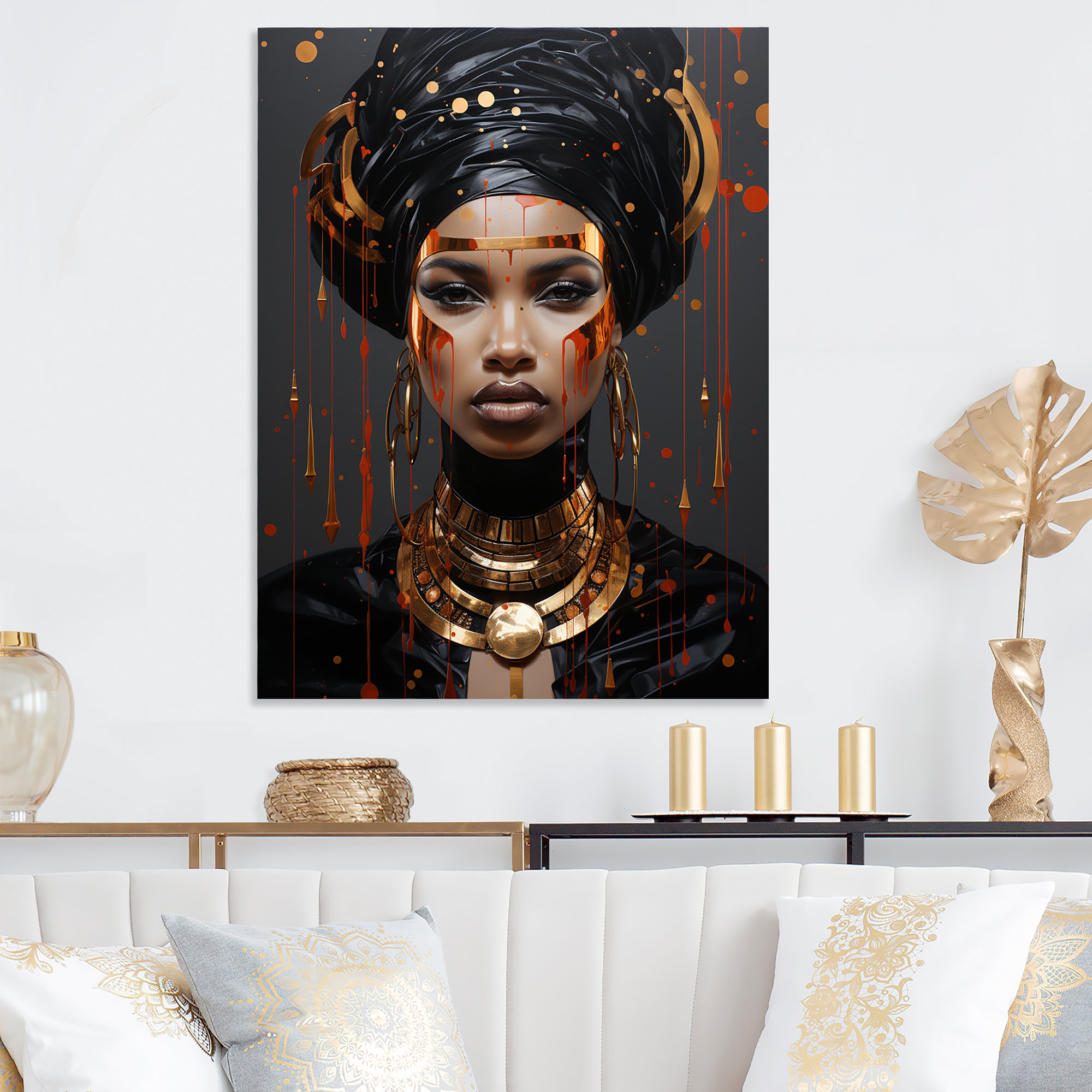 Winston Porter Glass Gold And Black Woman Essence I - African Metal ...