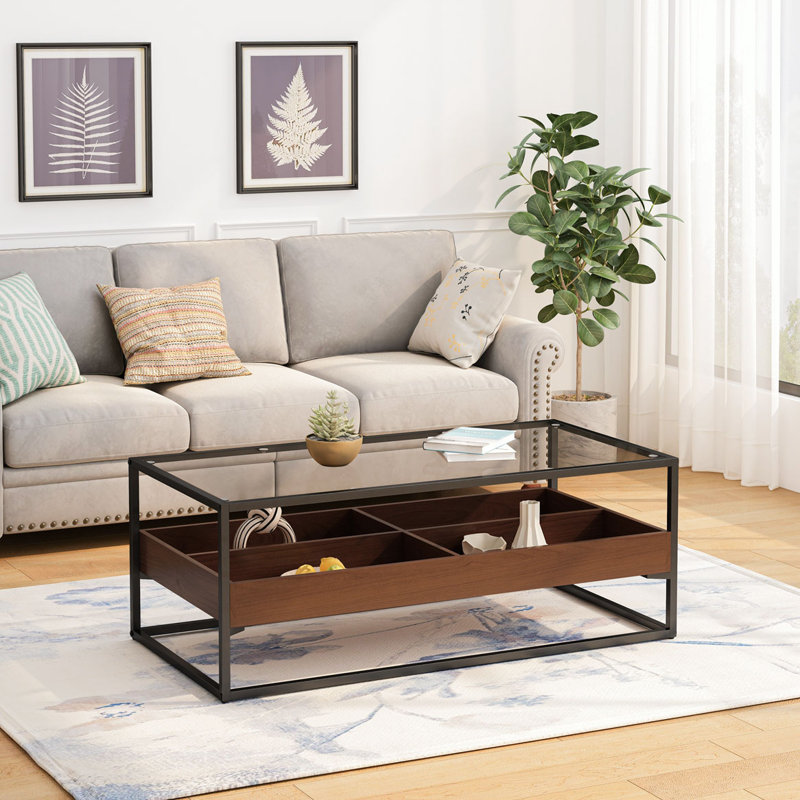 17 Stories Vasanth 47.24" Rectangle Glass Coffee Table | Wayfair