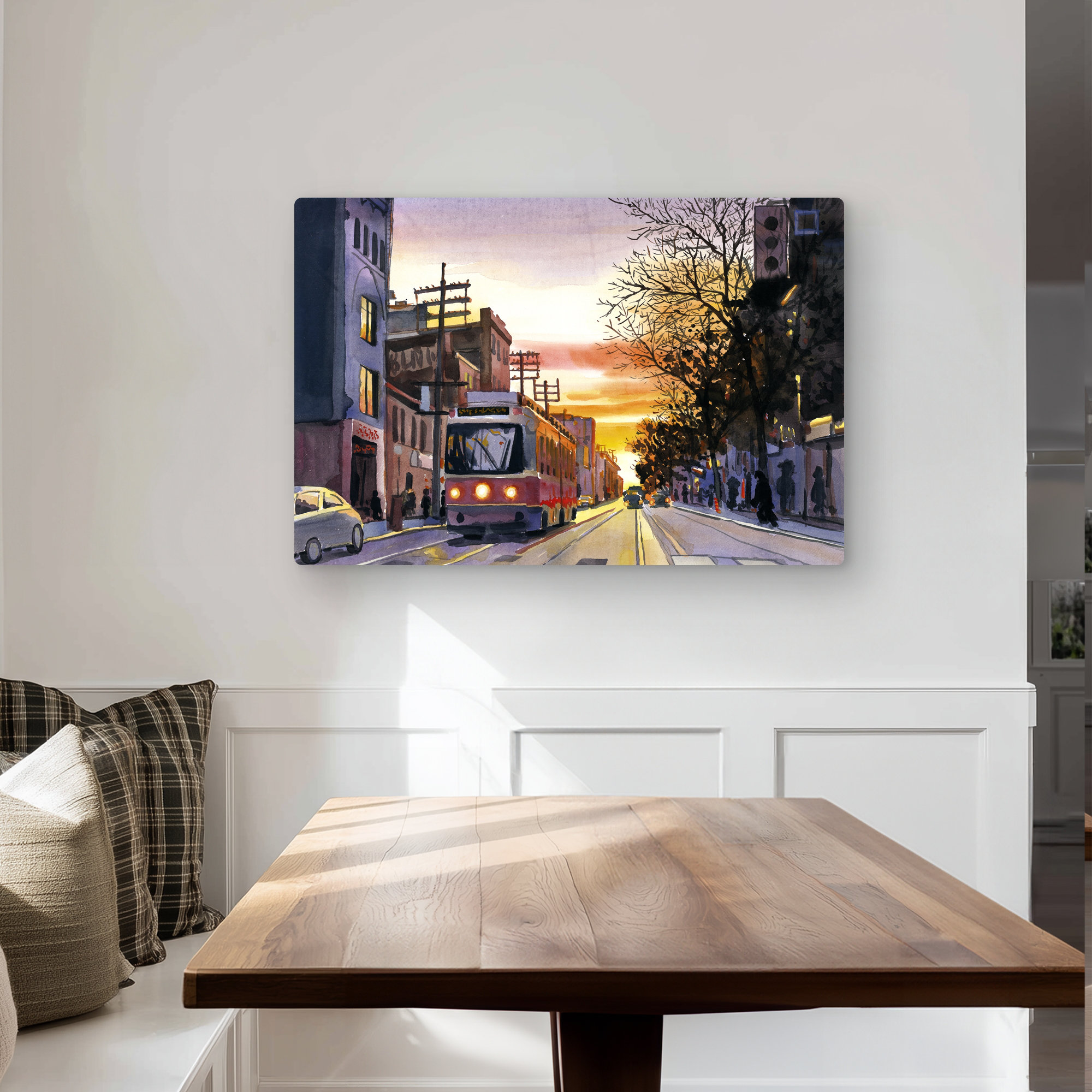 Lark Manor™ Sunset Streetscape to Toronto - Car Places Metal Print ...