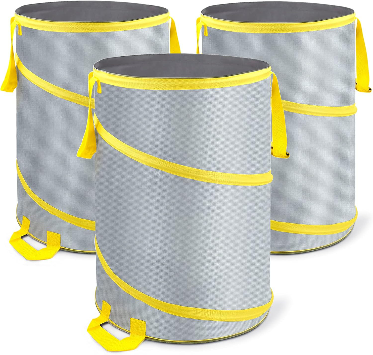 CHUANGWENYI 30 Gallon Collapsible Trash Can 3 Pack, Garden Bag Pop Up ...