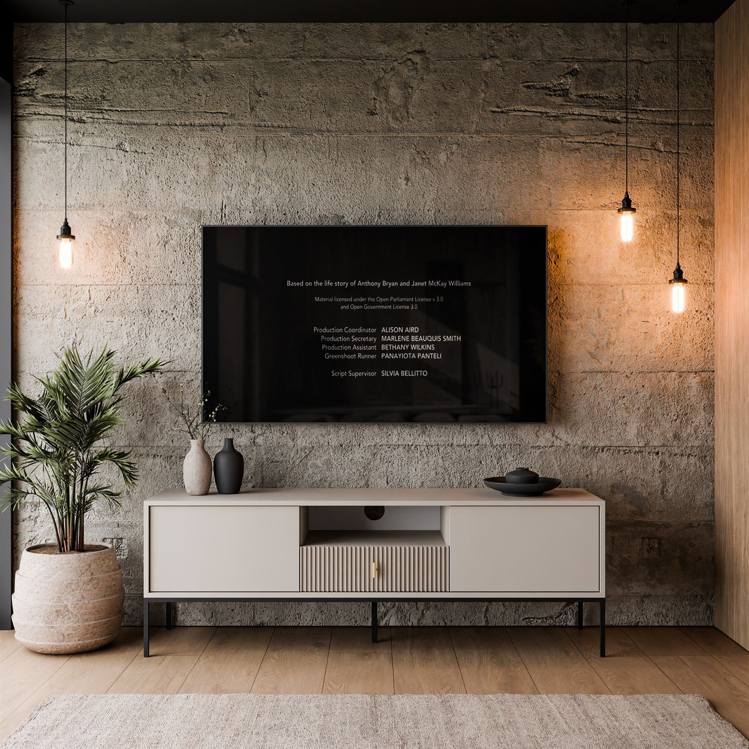 Latitude Run TV Stand MIDNIGHT 154 cm with gold handle | Wayfair.co.uk