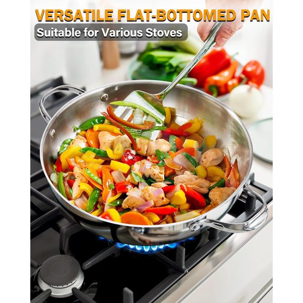 Cooks Standard Tri-ply Clad Stainless Steel Wok Stir Fry Pan With Glass ...
