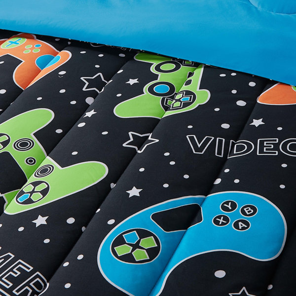 ALEX + BELLA Video Gamer Set Black Ultra Soft Microfiber Comforter Set ...