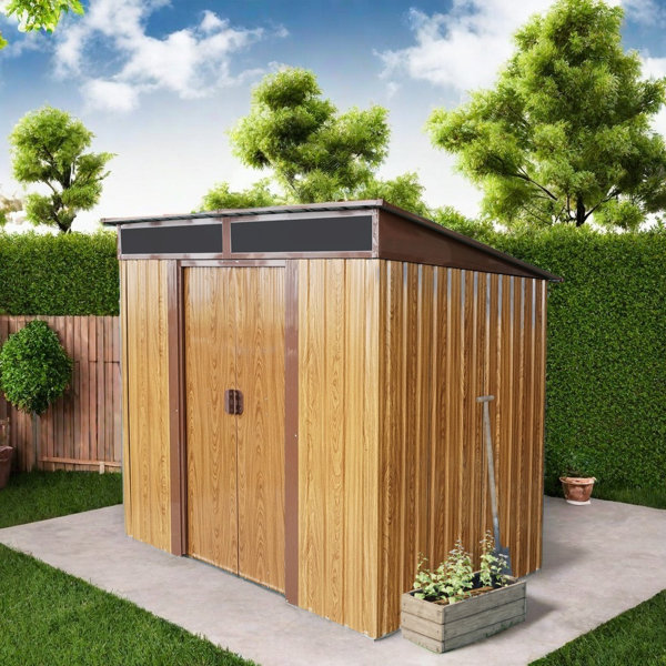 Livaca Durable 4X8Ft Resin Outdoor Storage Shed With Metal Foundation ...