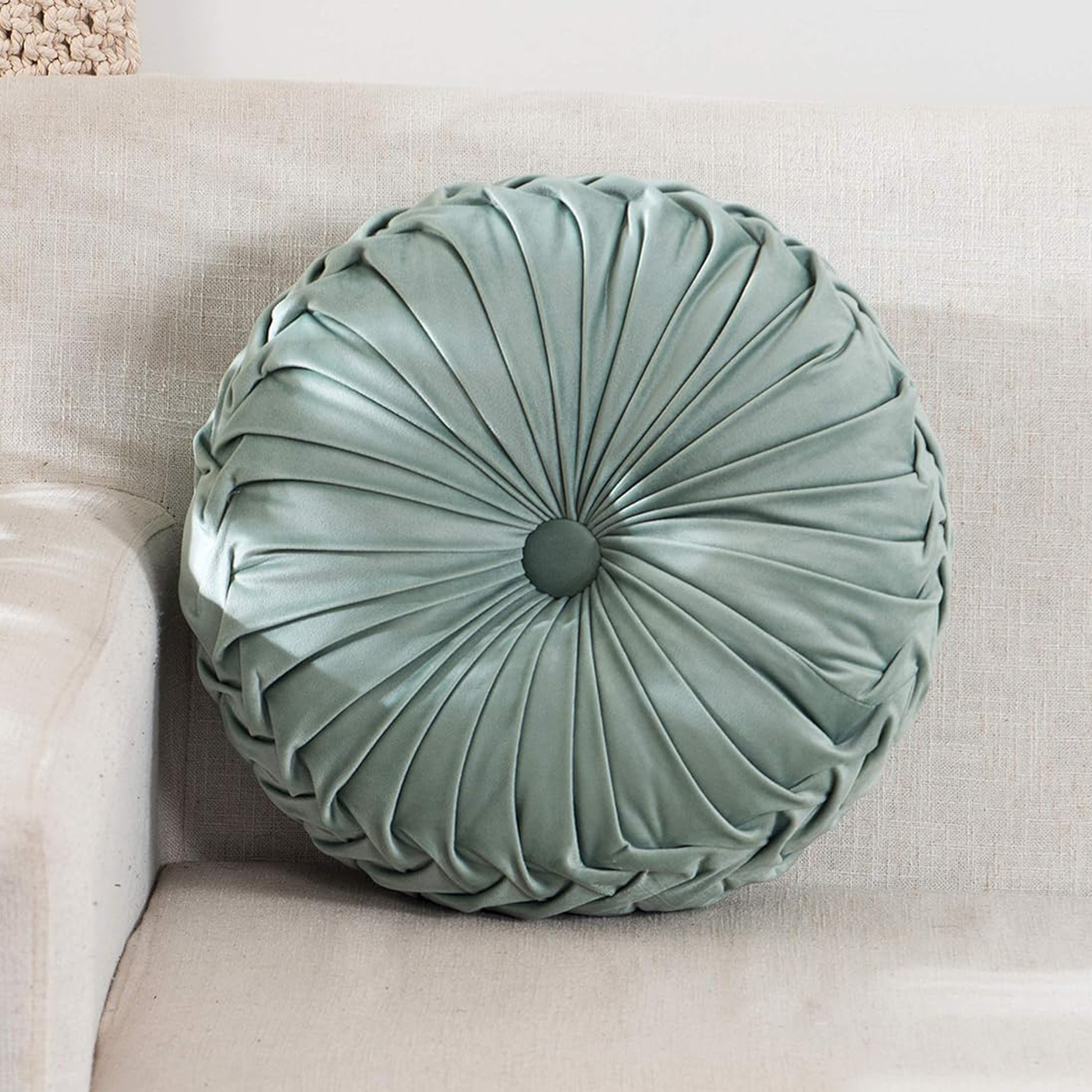 Kindred Home Velvet Round Decorative Pillow for Sofa Decor (15-Inch ...