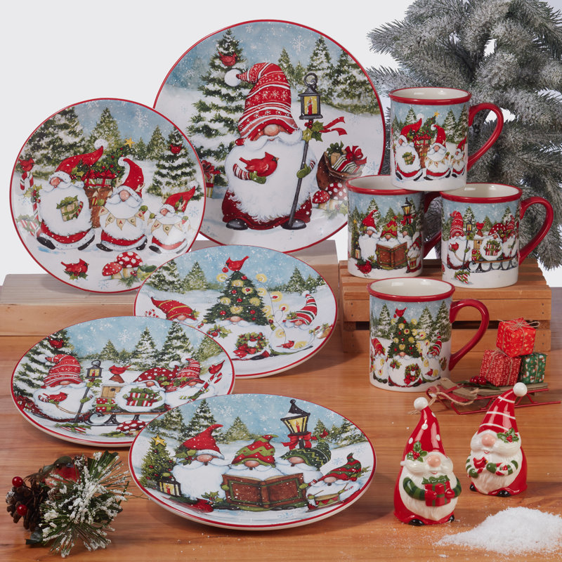 Certified International Christmas Gnomes 16pc Dinnerware Set | Wayfair