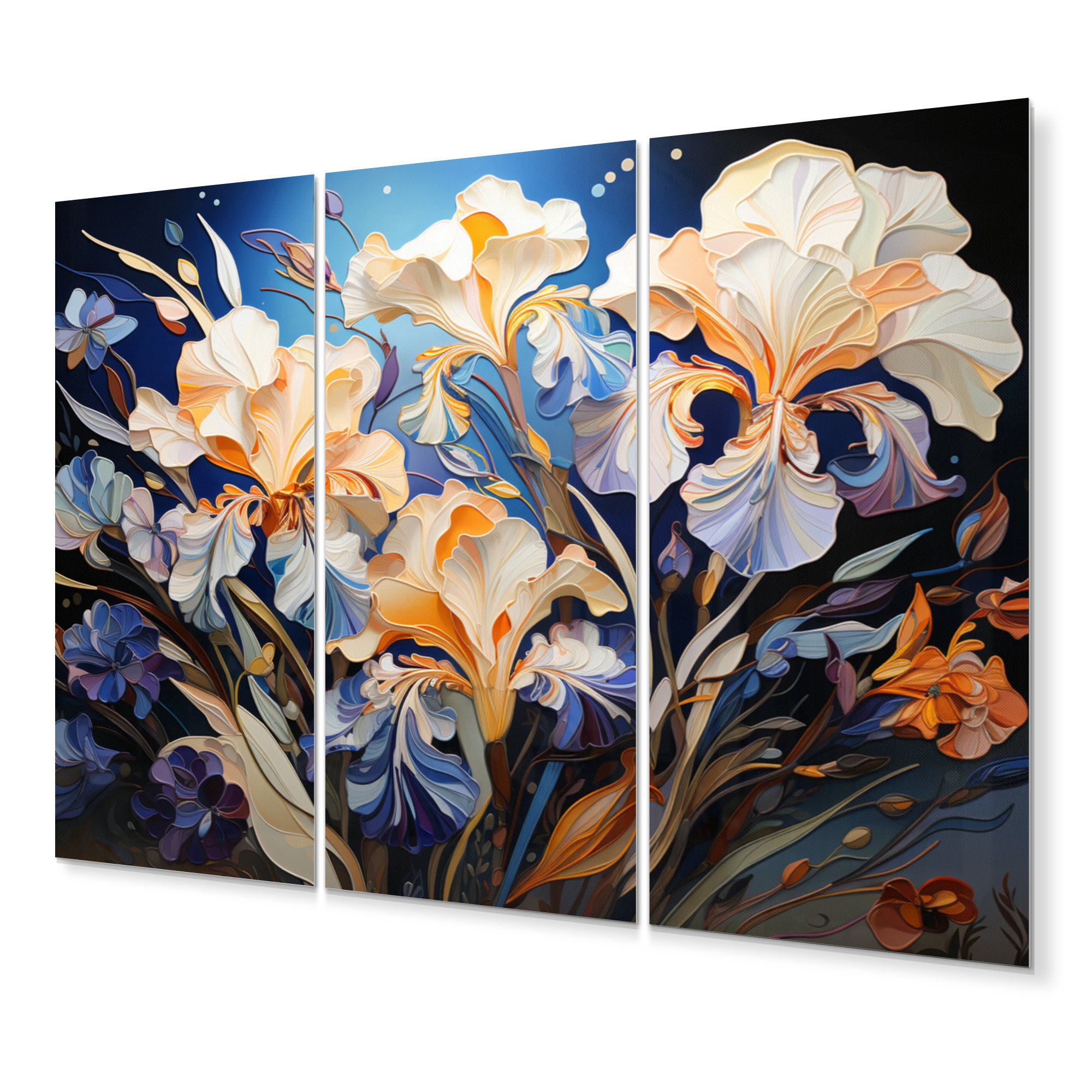 Red Barrel Studio Yellow Blue Irises Iris Dance - Floral Metal Wall ...