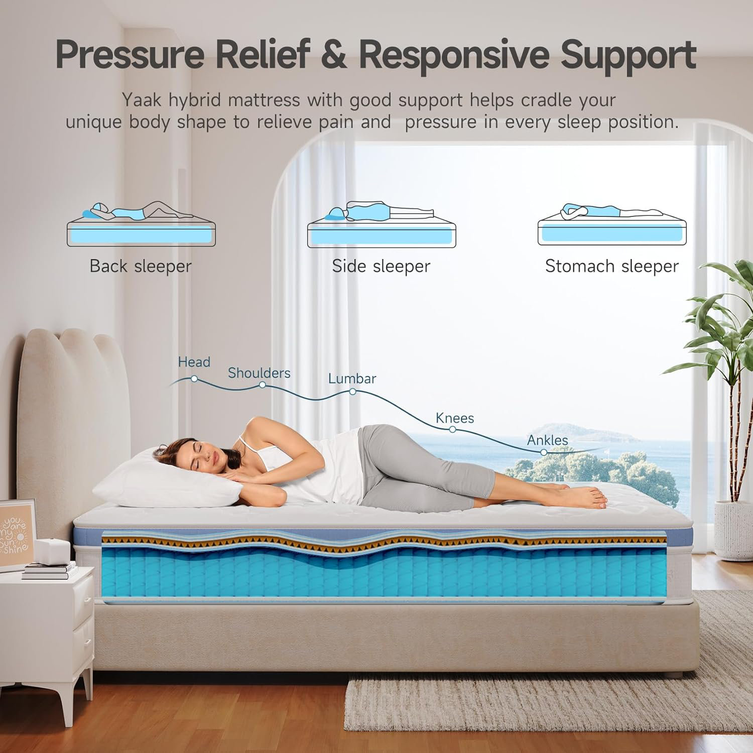 Alwyn Home pocket spring blend mattress, breathable memory foam, medium ...