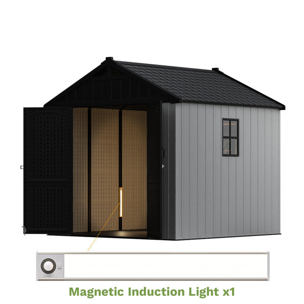 Patiowell Beige Resin Storage Shed With Led Light | Wayfair