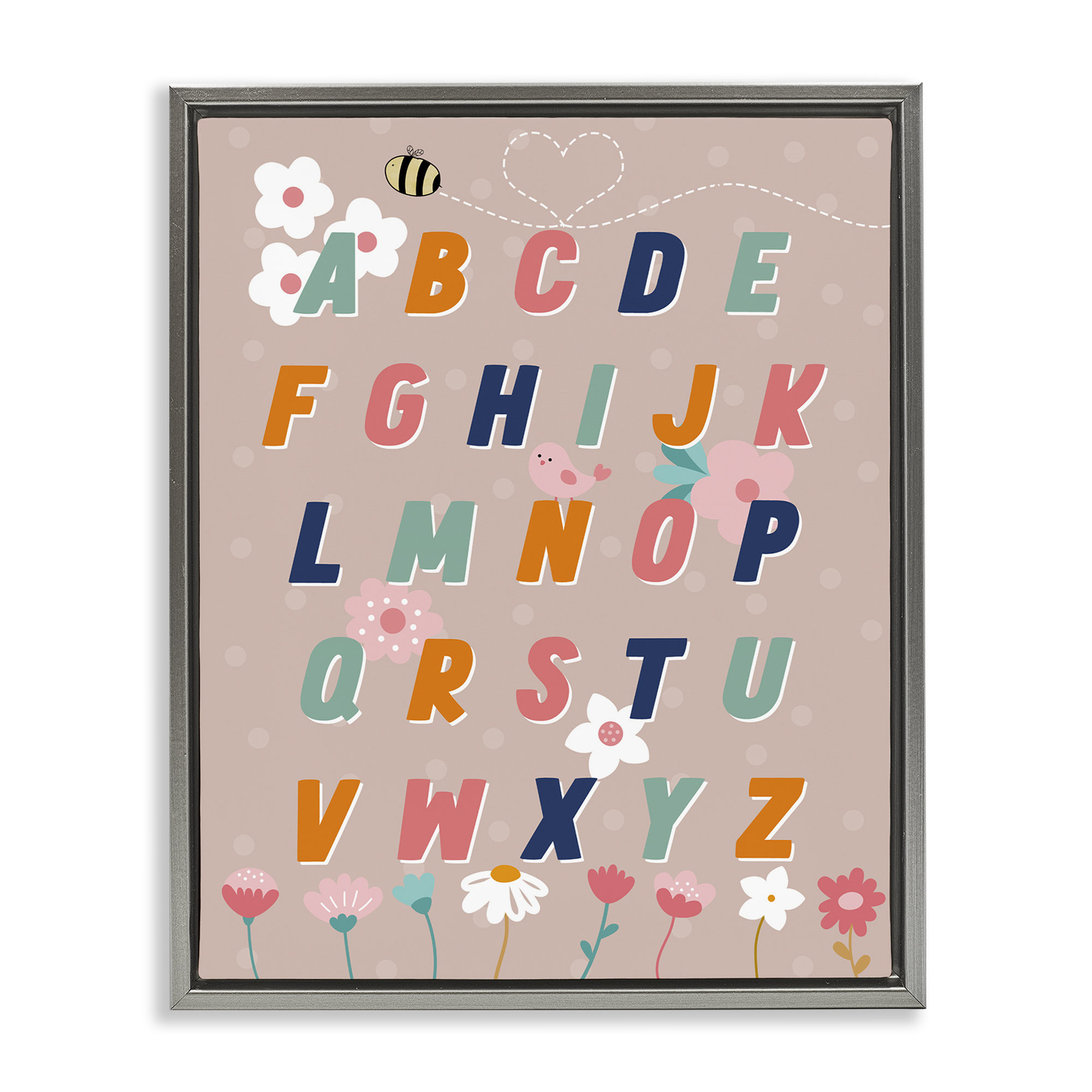 Lark Manor™ Alphabet with Florals Framed Floater Canvas Wall Art by ...