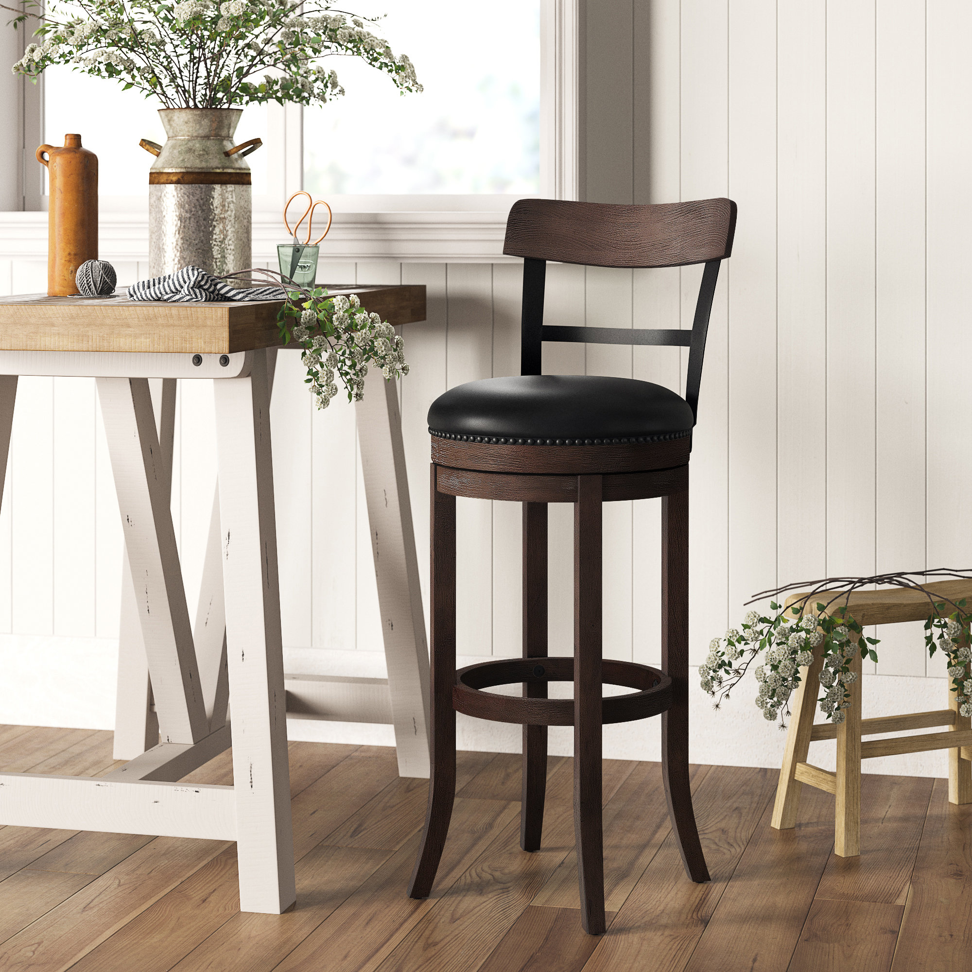 Gracie Oaks Ria Swivel Bar Stool & Reviews | Wayfair