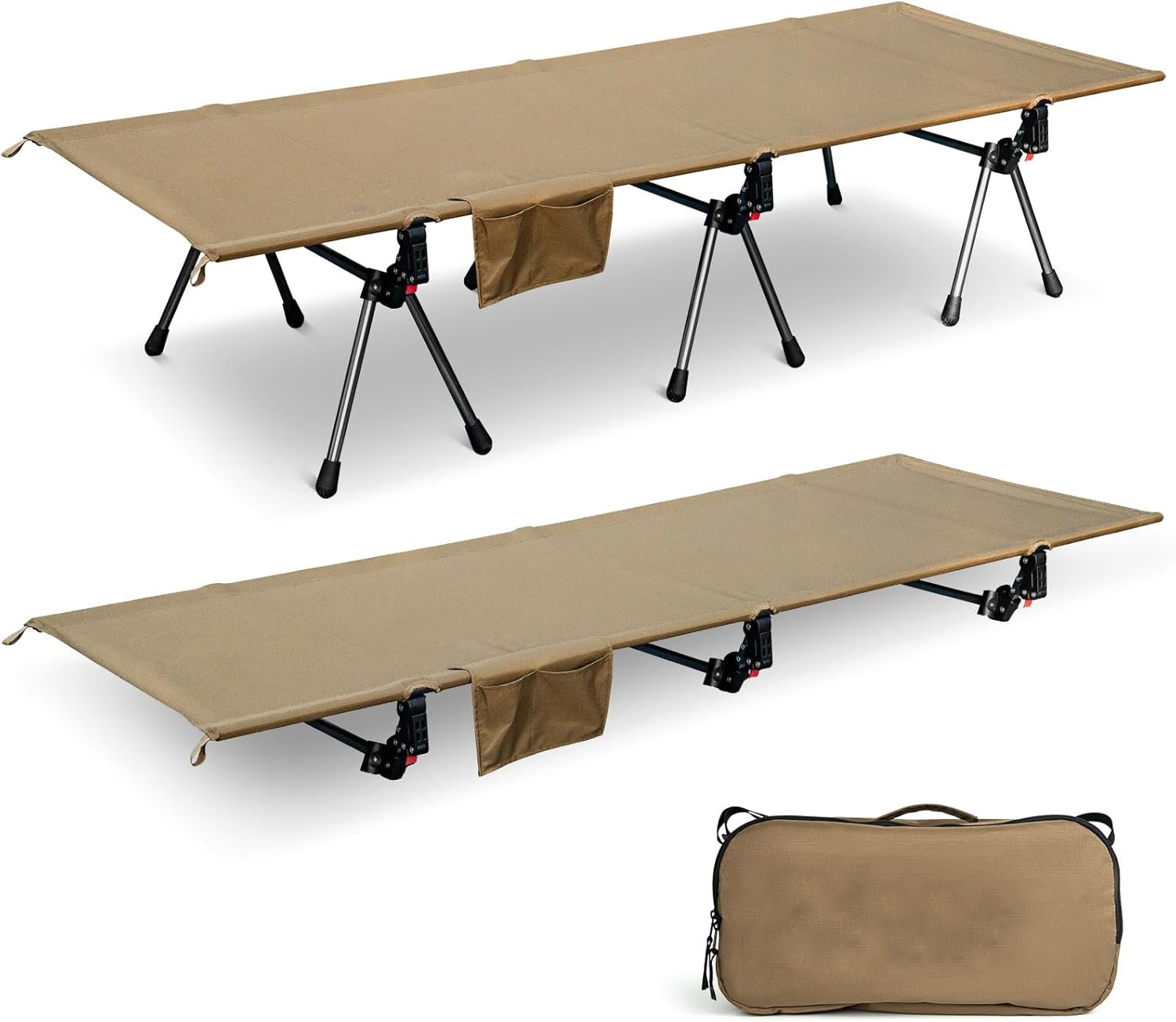 ENDOSTO Camping Cot, Height Adjustable with Cot Leg Extenders, Strong ...