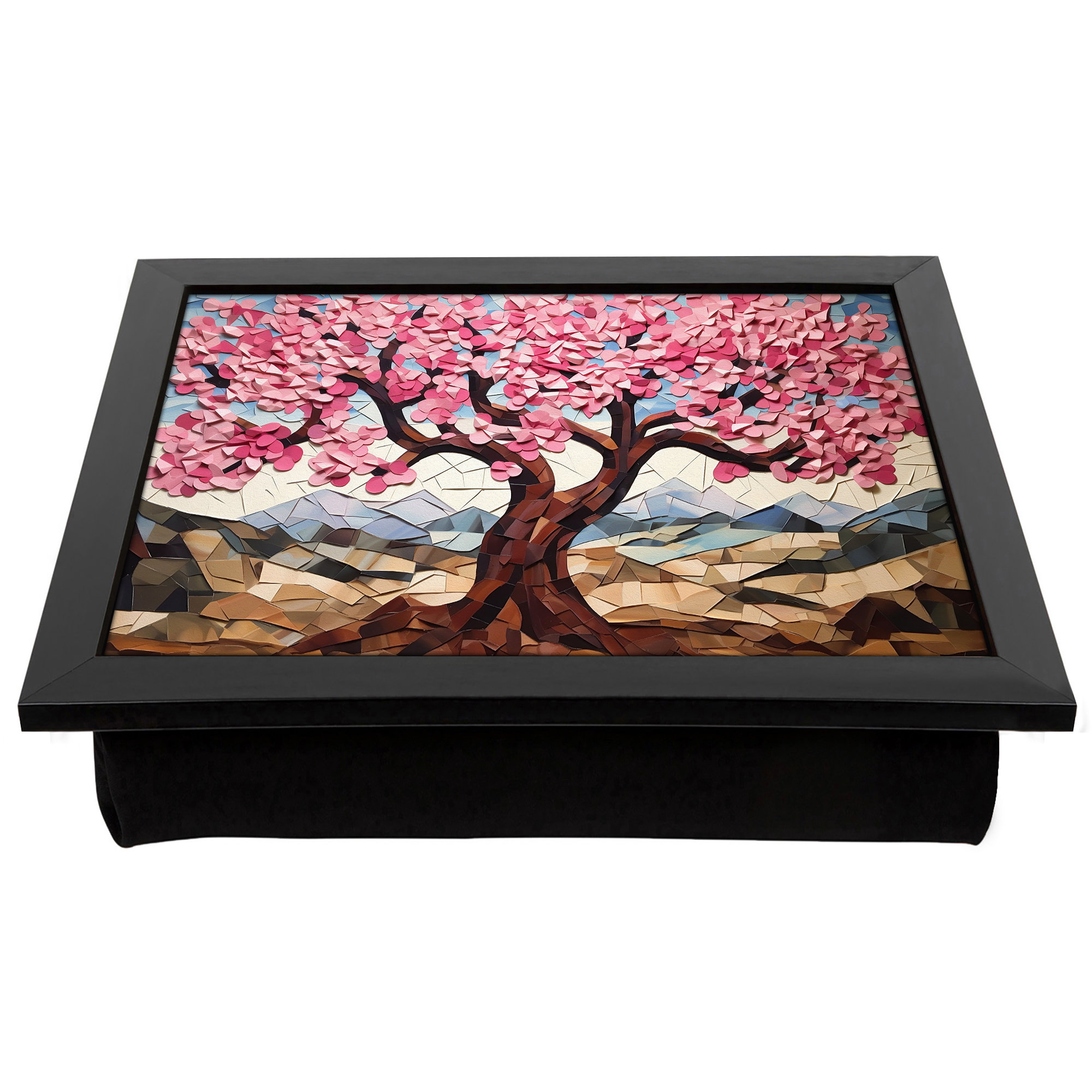 17 Stories Cherry Blossom Tree Cubism No.2 Lap Tray with Cushion ...