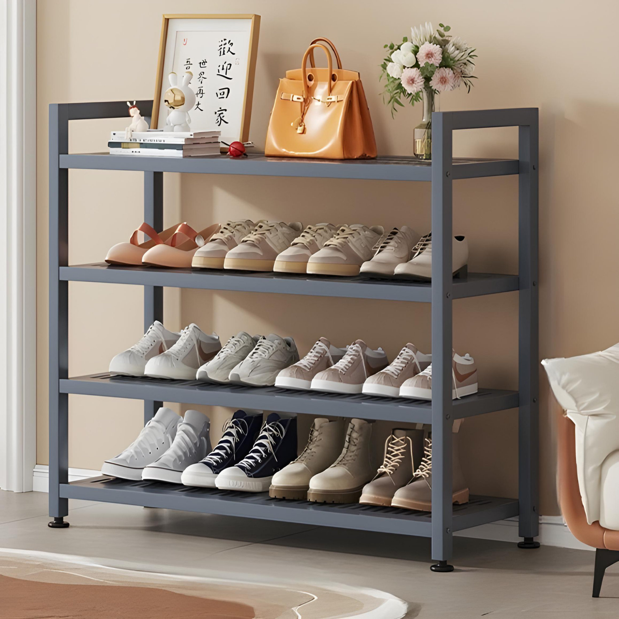 Red Barrel Studio® Household Shoe Rack - Multi-Tiered Entryway Storage ...