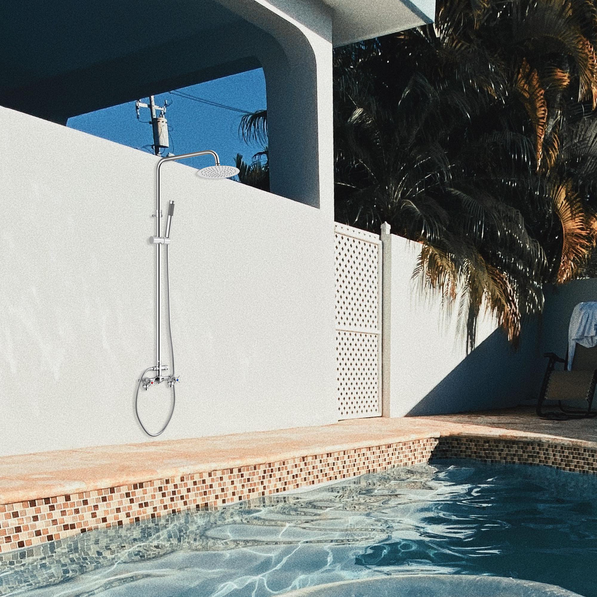 MORLOD 48" H Stainless Steel Wall Mounted Outdoor Shower | Wayfair