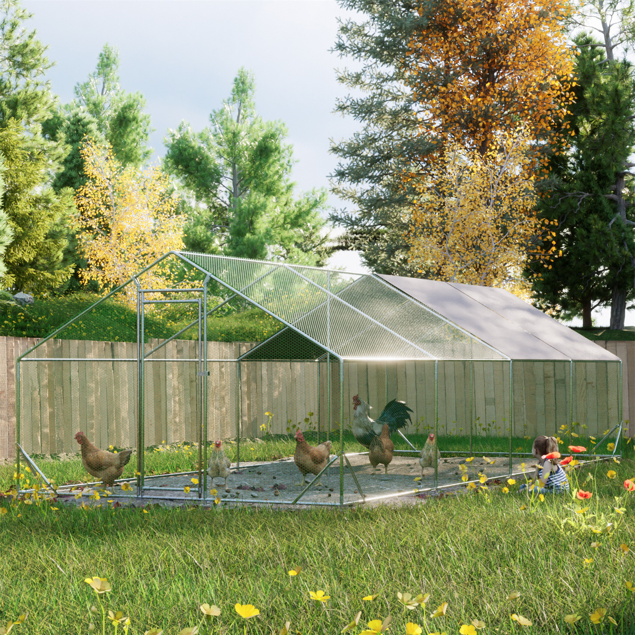 Archie & Oscar™ Premium Galvanized Metal Chicken Coop with Advanced ...