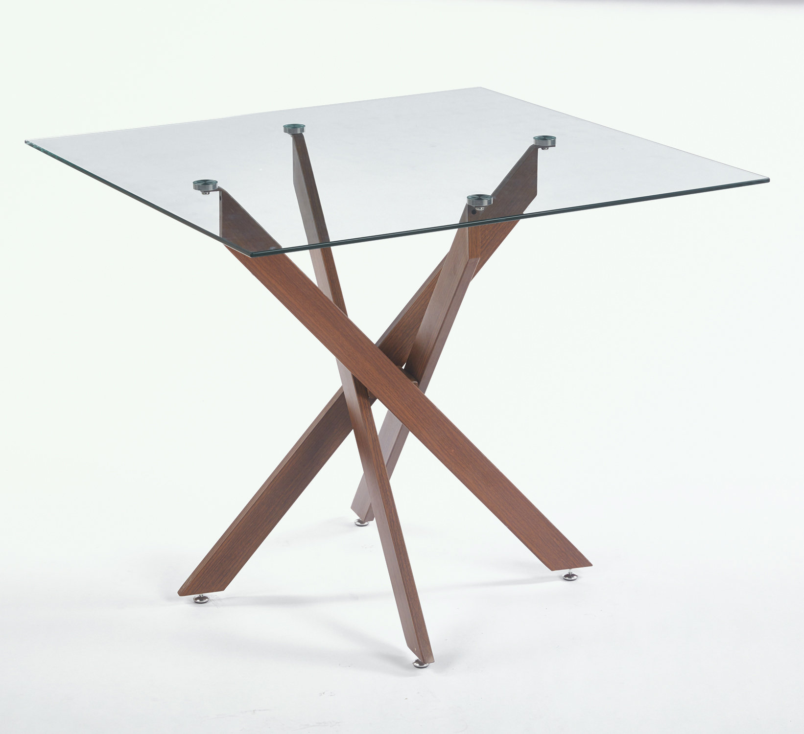 George Oliver Square shape dining table with glass table top and cross ...