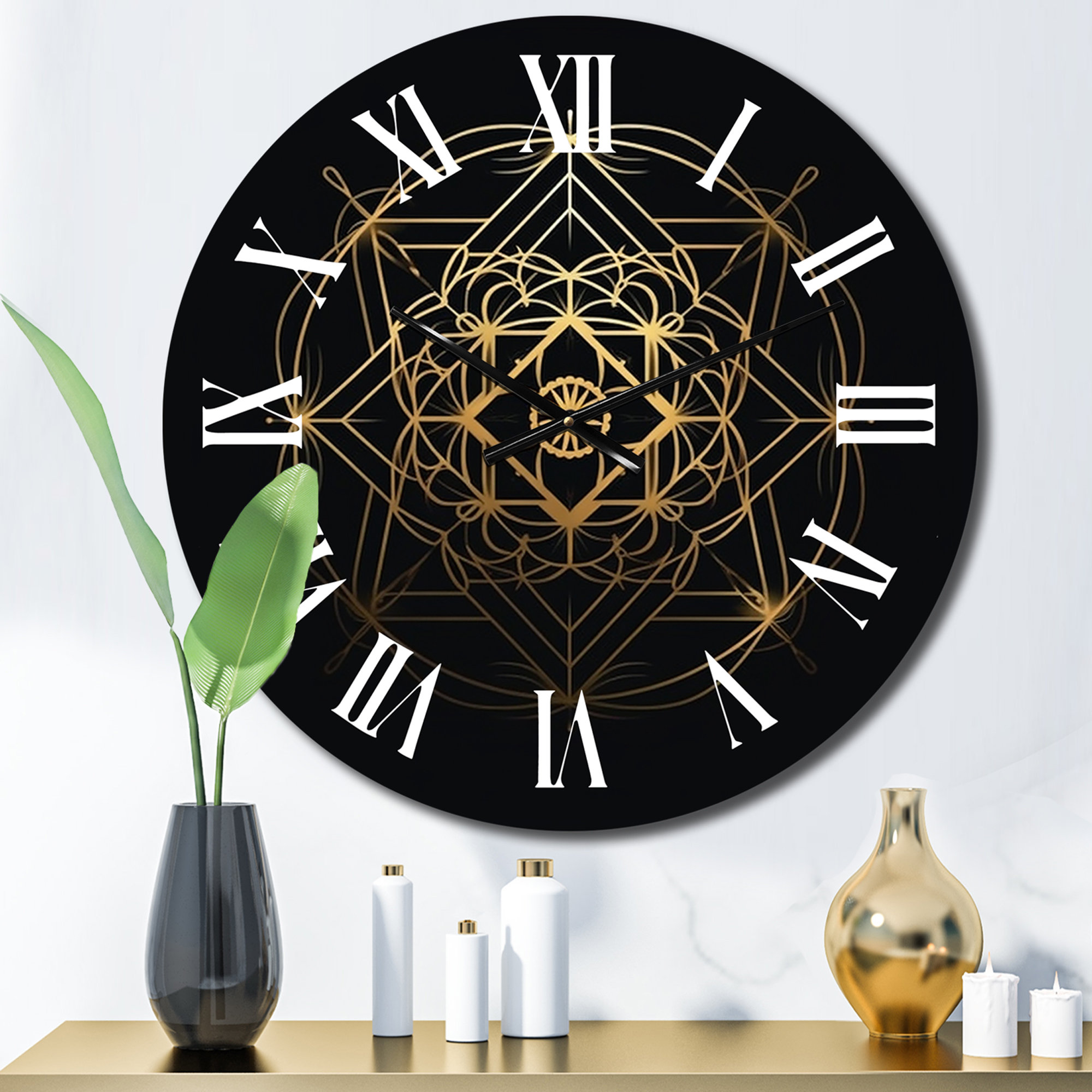 Design Art Occult Visions Gold Sacred Geometry Visions Wall Clock | Wayfair