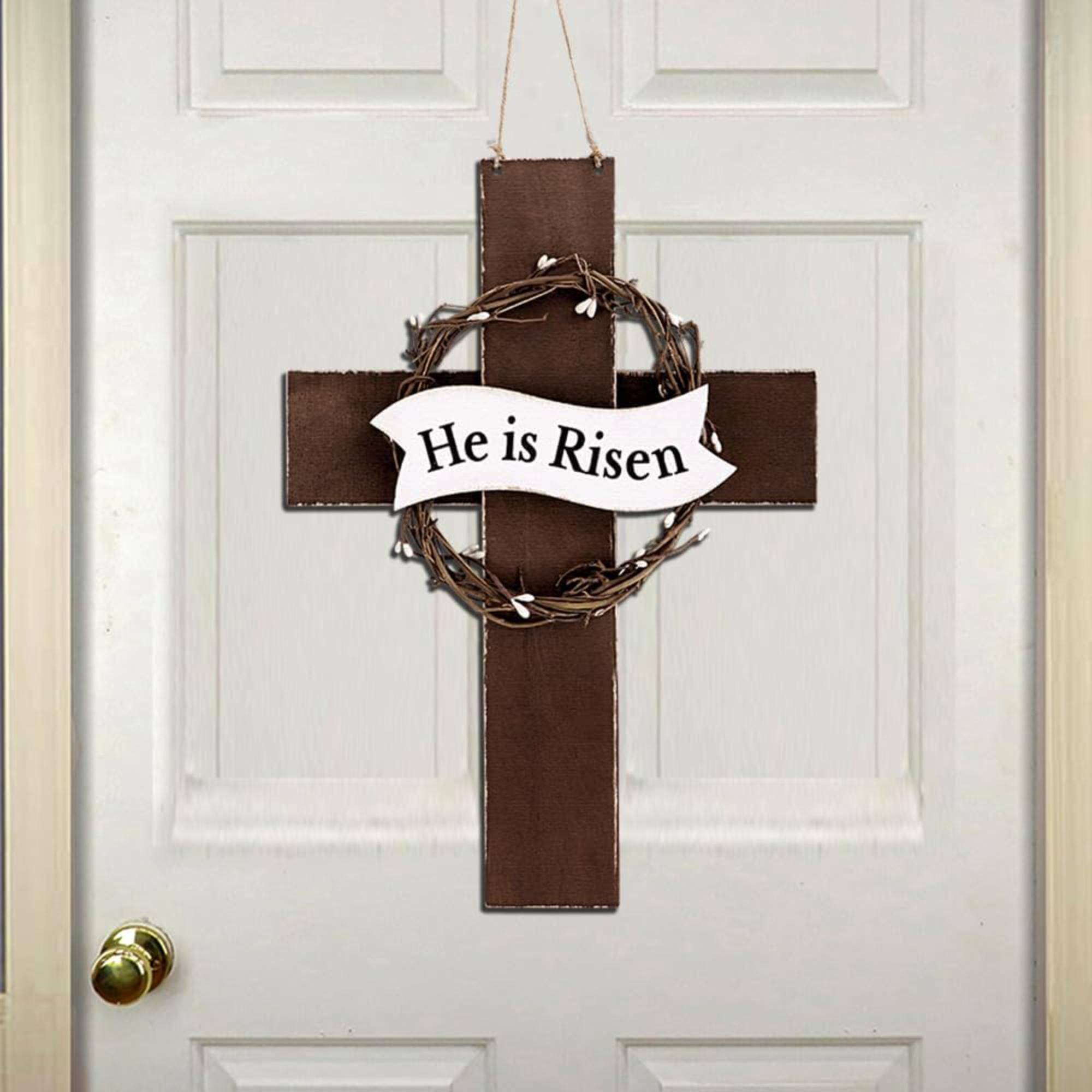 The Holiday Aisle® Easter Decorations Door Hanger, He Is Risen Door ...