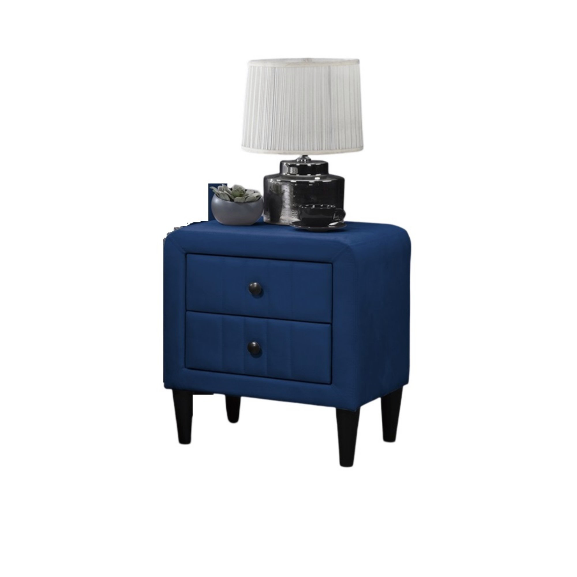 Mercer41 Navy Blue Color Velvet Gorgeous 1Pc Nightstand Bedside Table ...