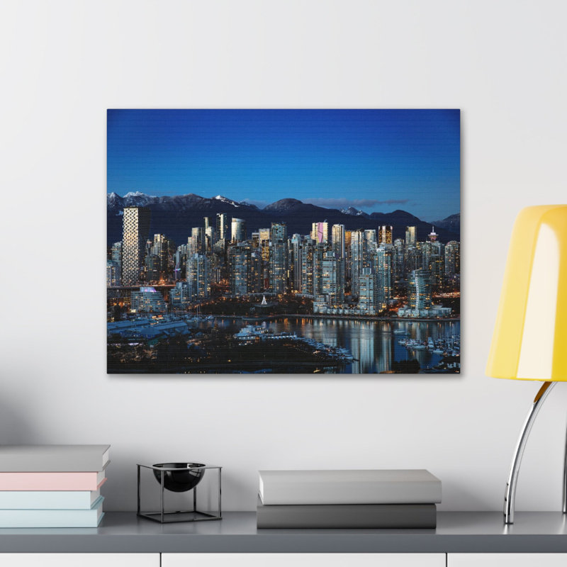 Latitude Run® Vancouver Night Skyline Canvas Artwork Breathtaking ...