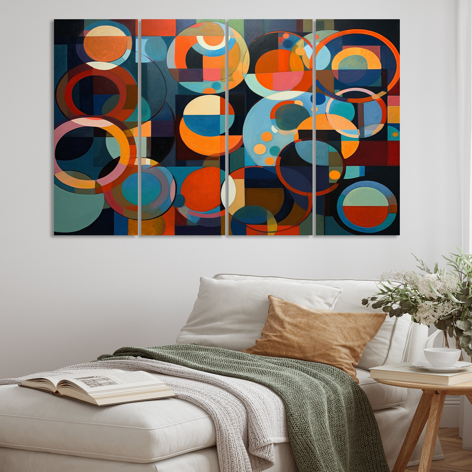 George Oliver Orange Blue Geometry Unleashed I - Abstract Shapes Metal ...