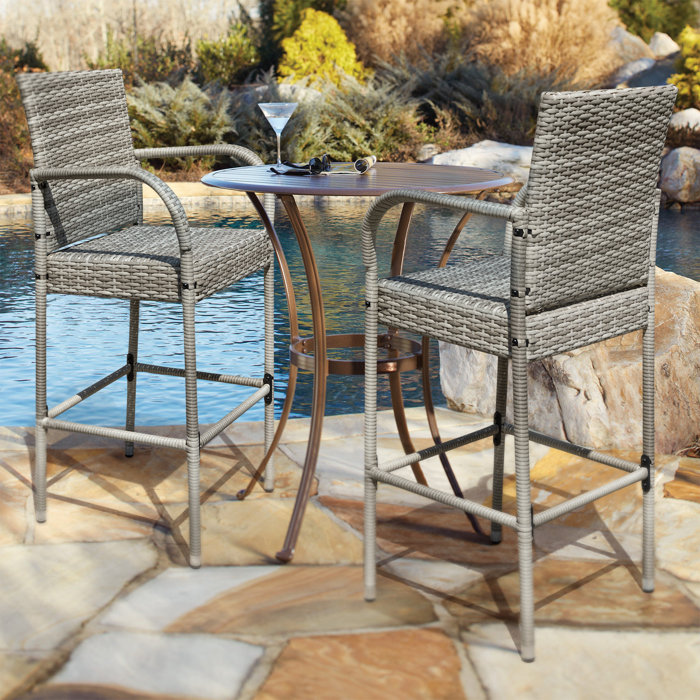 Lark Manor Marcela Wicker Outdoor 29'' Bar Stool & Reviews | Wayfair