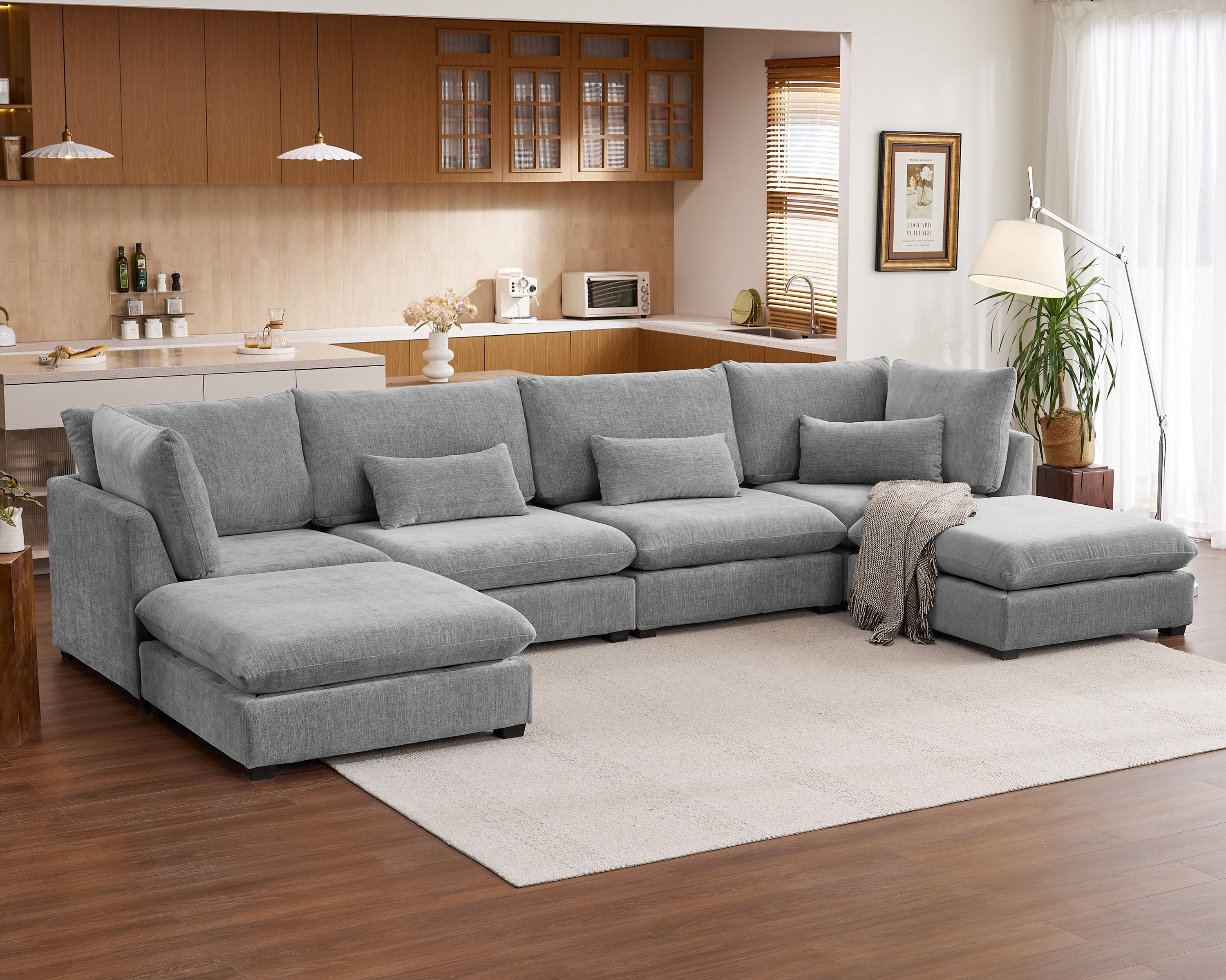 Hokku Designs 160"Oversized Modular Sectional Sofa for Living Room 6 ...